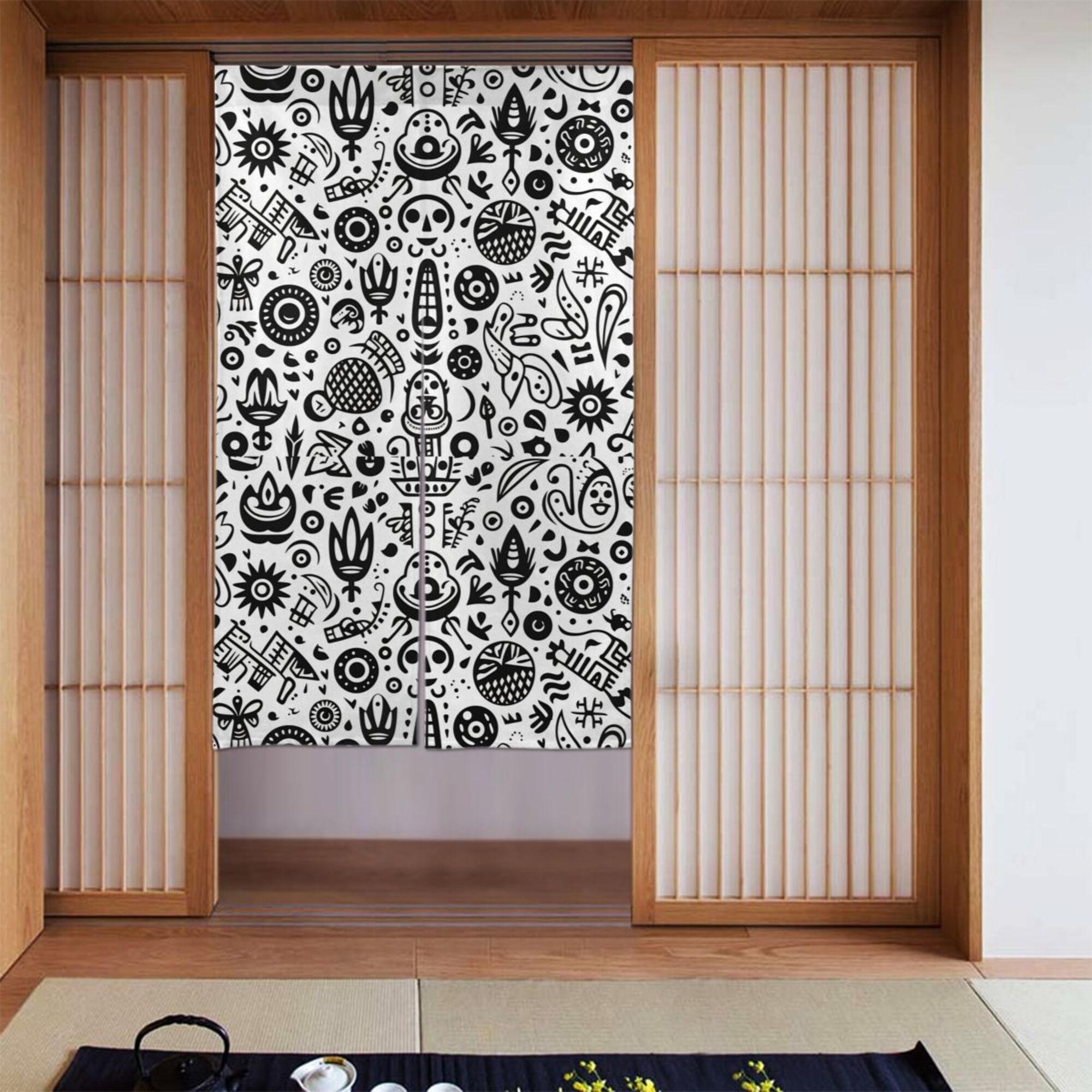 XMXY Japanese Doorway Curtain Noren, Mysterious Devil Sign Door Closet ...