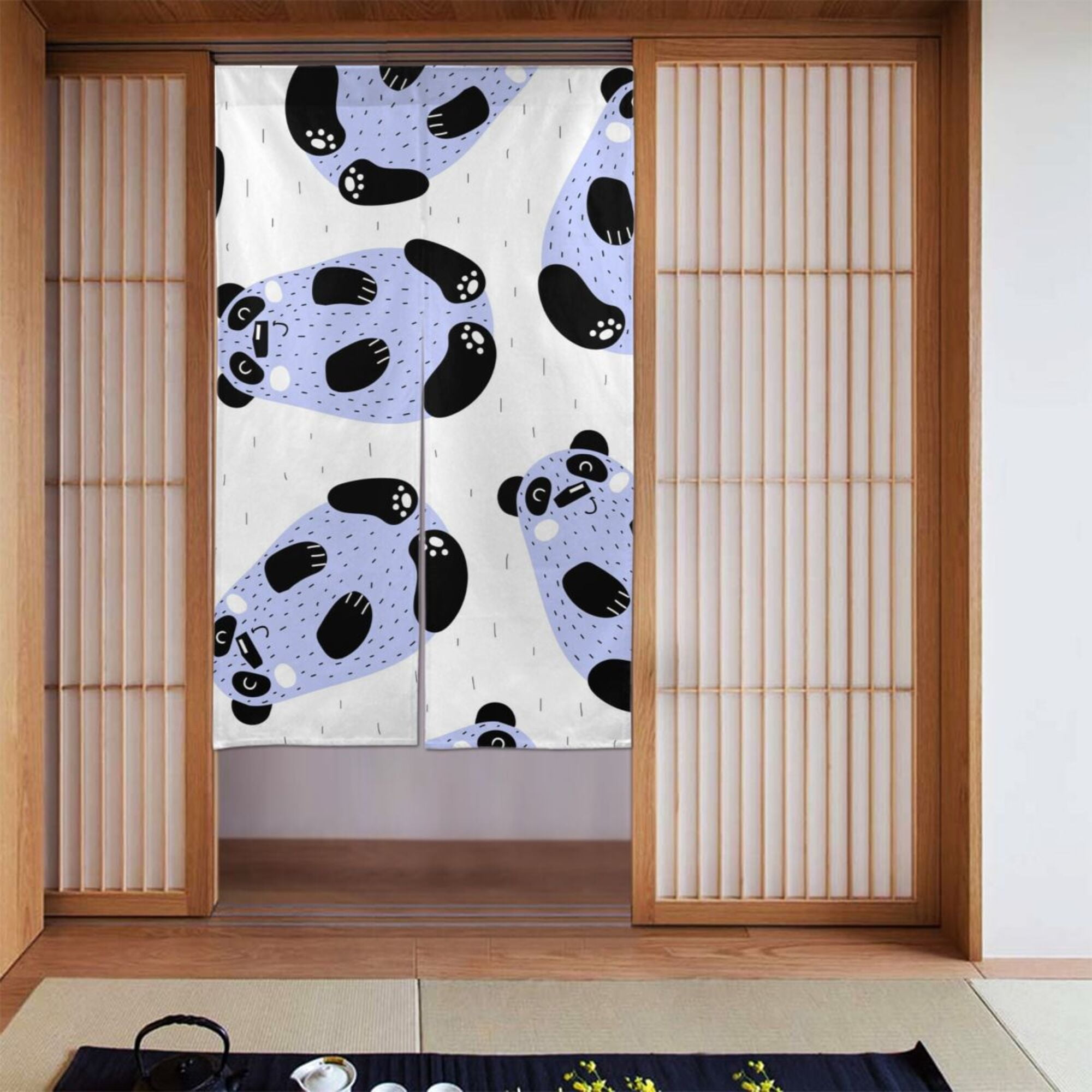 XMXY Japanese Doorway Curtain Noren, Purple Goody Panda Door Closet ...