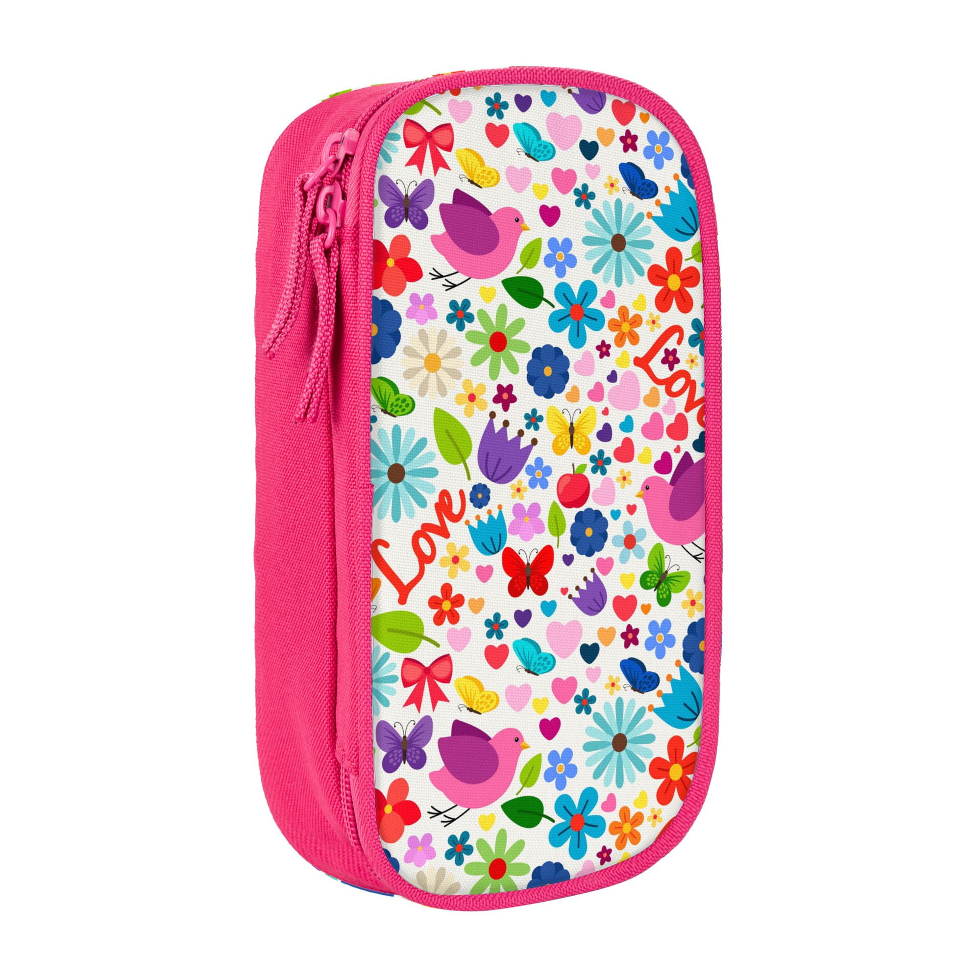 Xmxy Large Capacity Pencil Case Spring Daisy Abstract Flowers Pencil