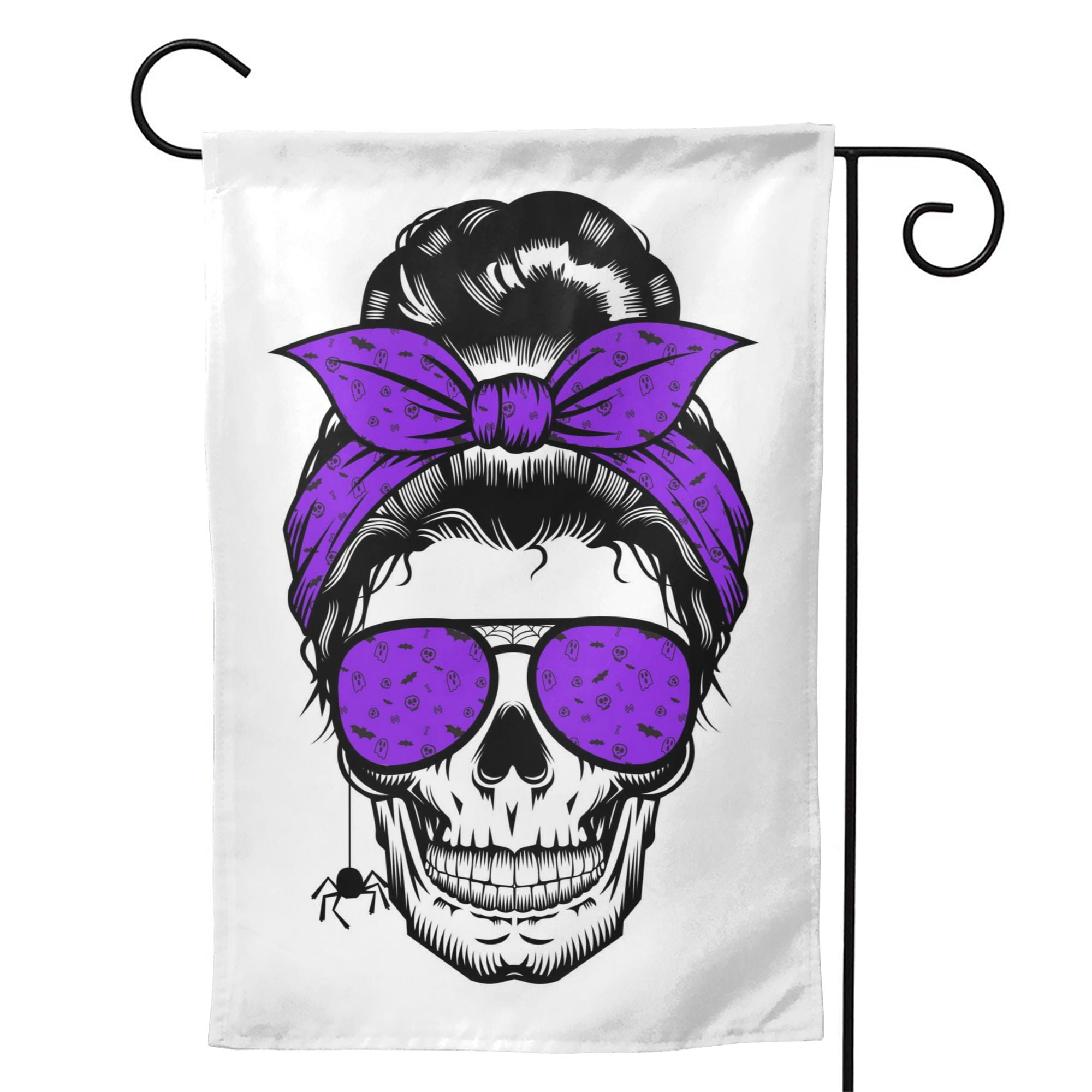 XMXY Messy Bun Skull with Bandana Garden Flags Double Sided,Farmhouse ...