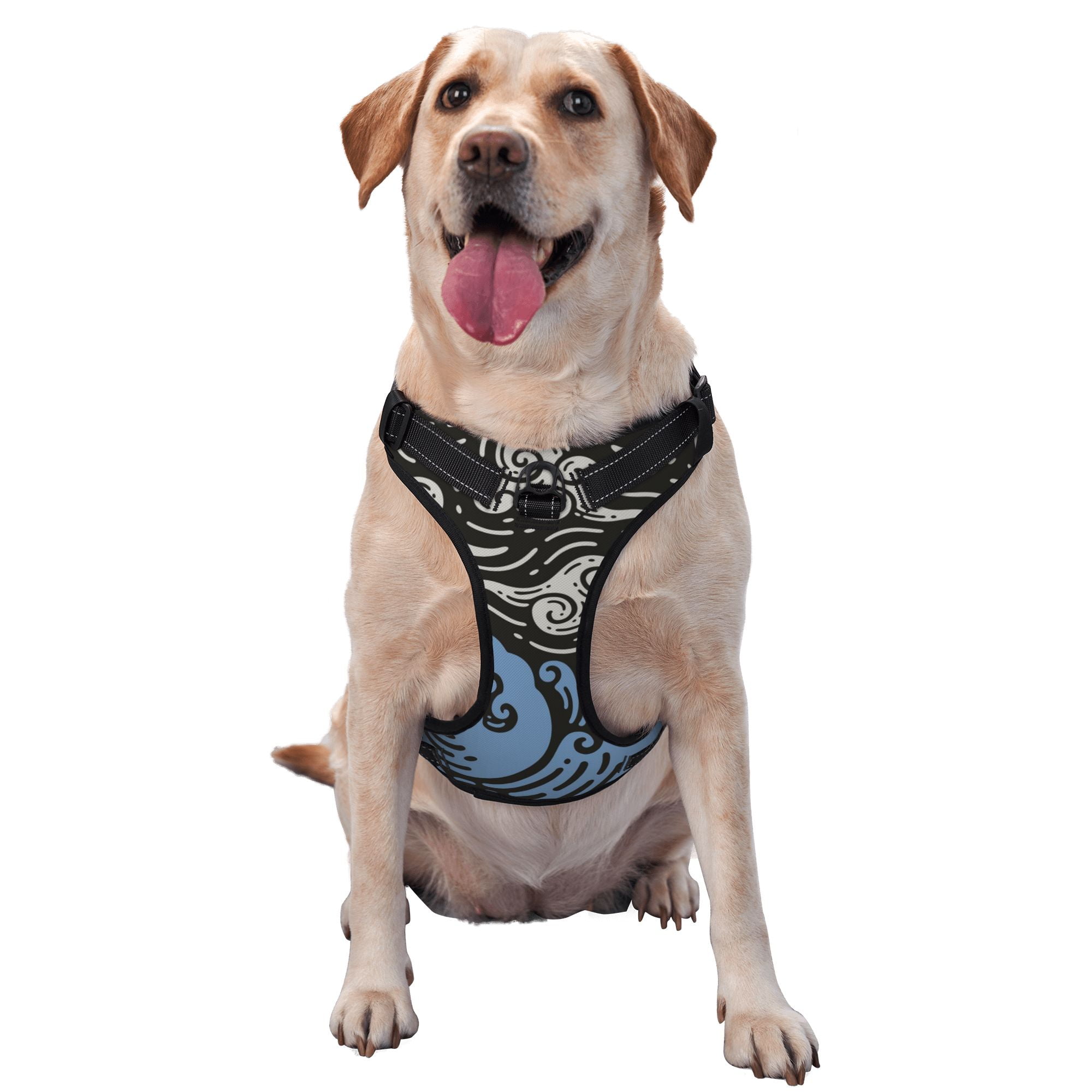 XMXY No Pull Dog Harness, Cartoon Drawing Waves Adjustable Reflective ...
