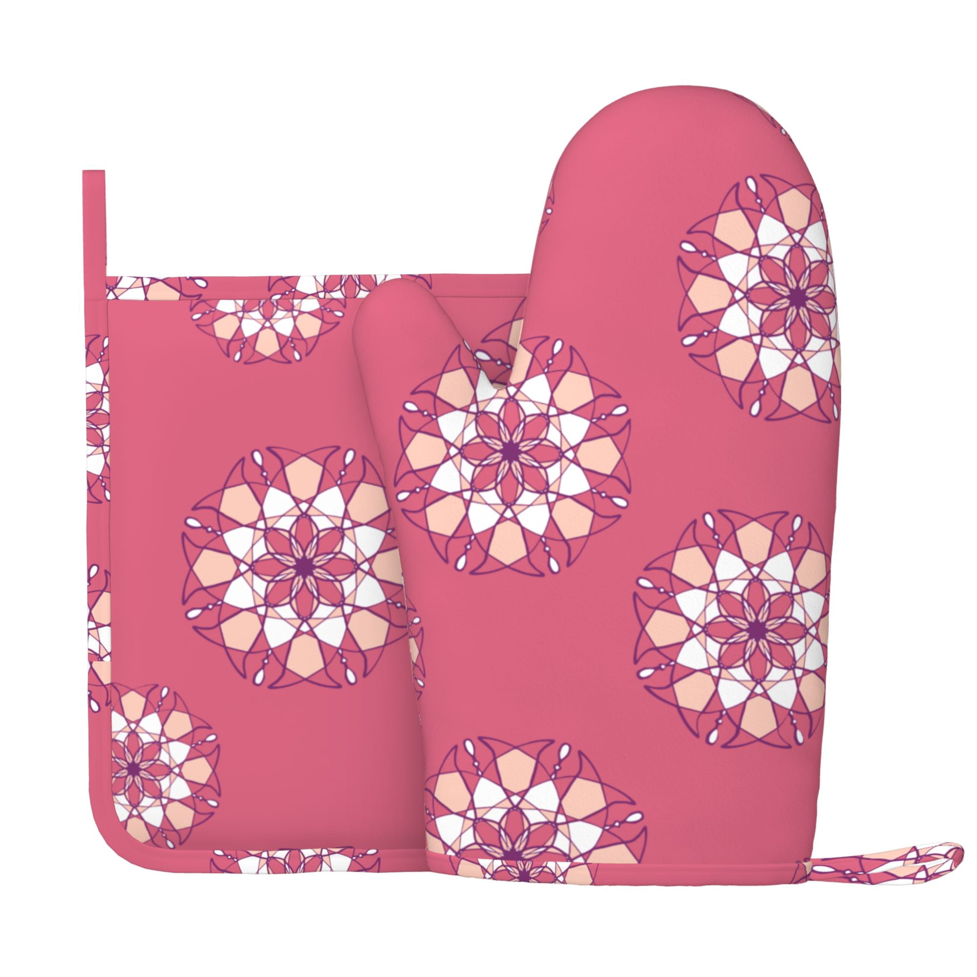 XMXY Oven Mitts and Pot Holders 2 Pcs Sets, Abstract Flower Design Heat ...