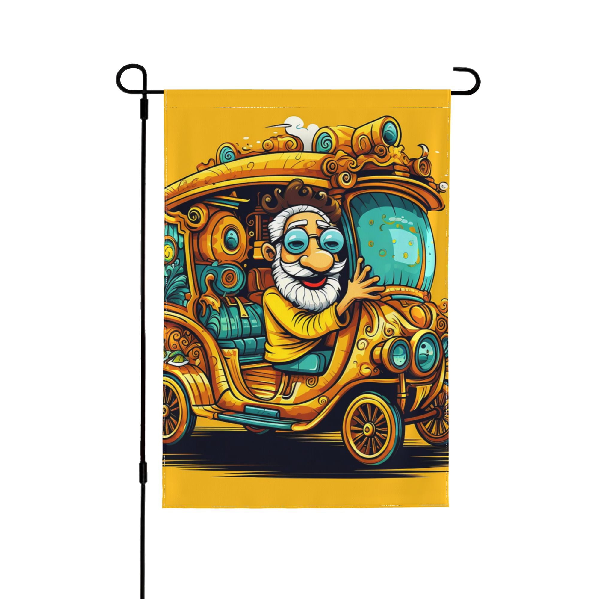 XMXY Rickshaw Cartoon Logo Garden Flags Double Sided,Farmhouse Holiday ...