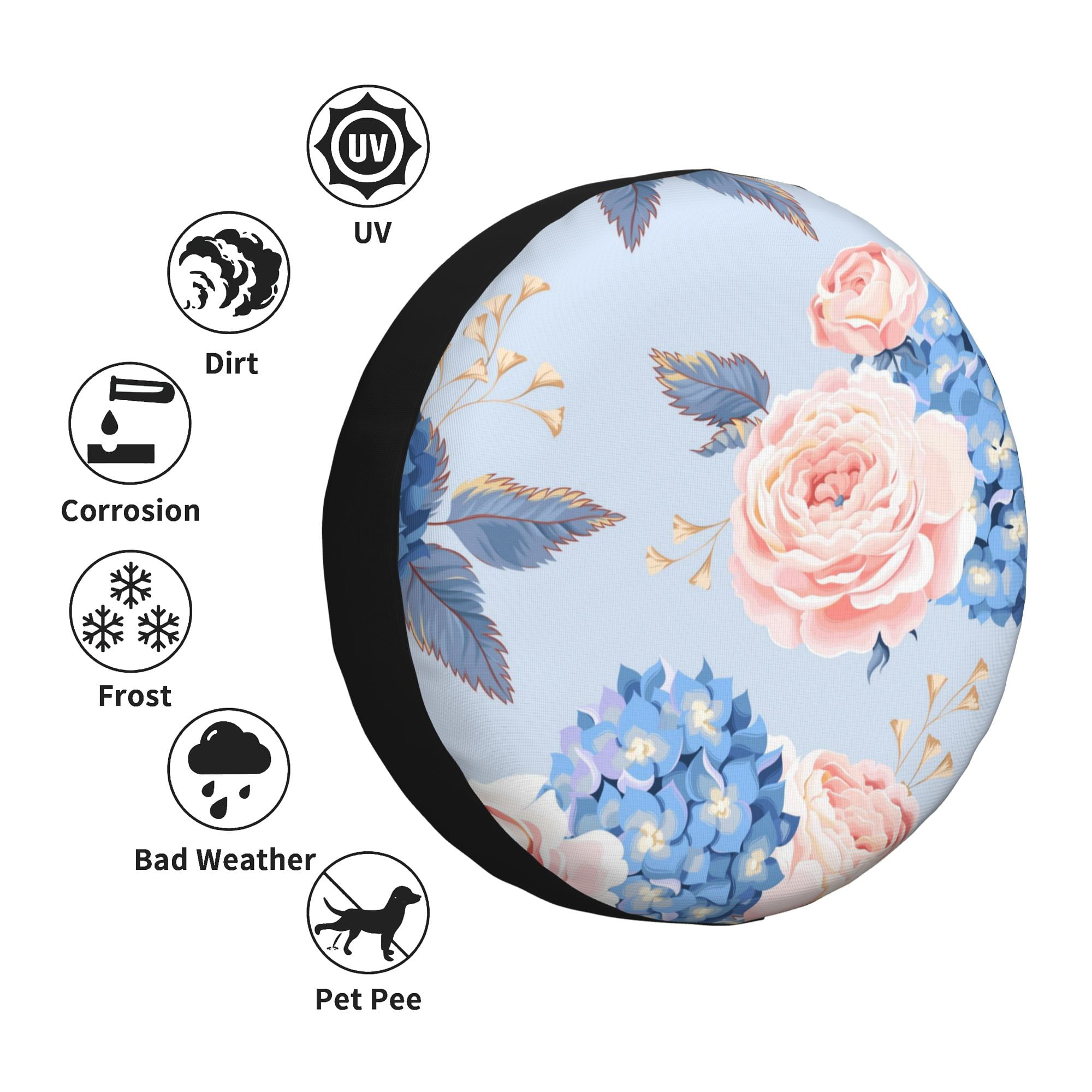 XMXY Roses Hydrange Flower Background Spare Tire Cover, Universal ...