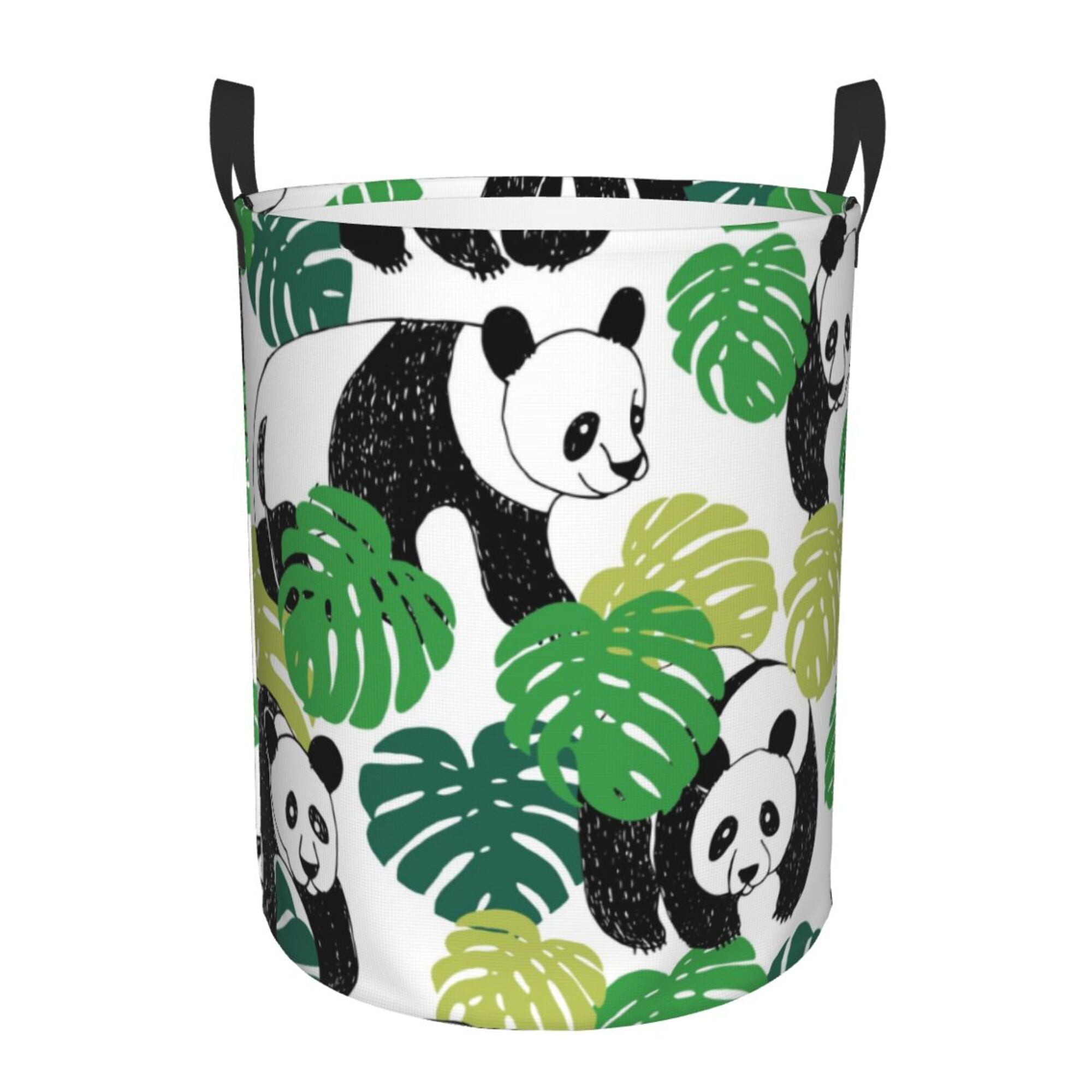 XMXY Round Laundry Basket Organizer, Bear Panda Animal Doodle ...