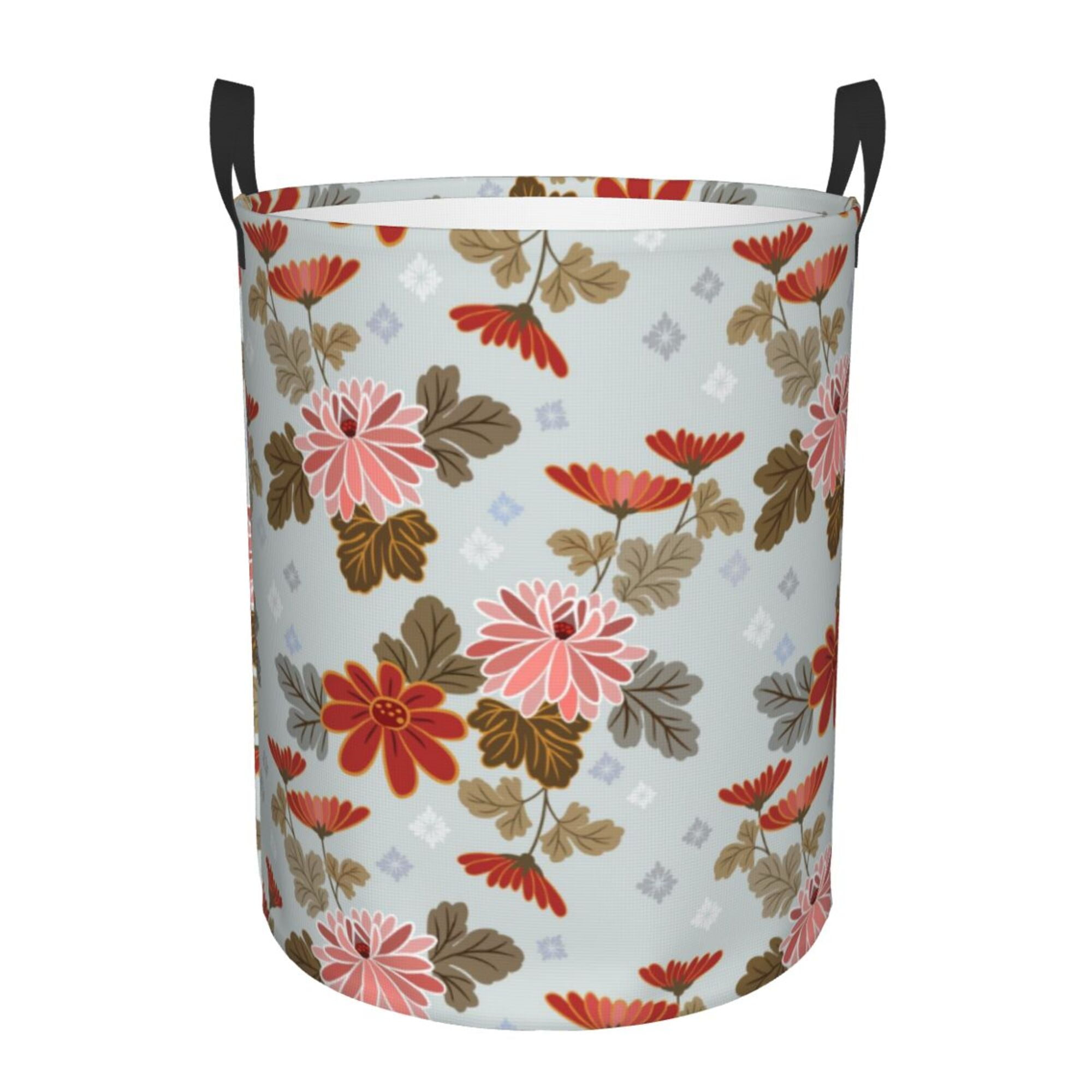 XMXY Round Laundry Basket Organizer, Blooming Flowers Waterproof ...