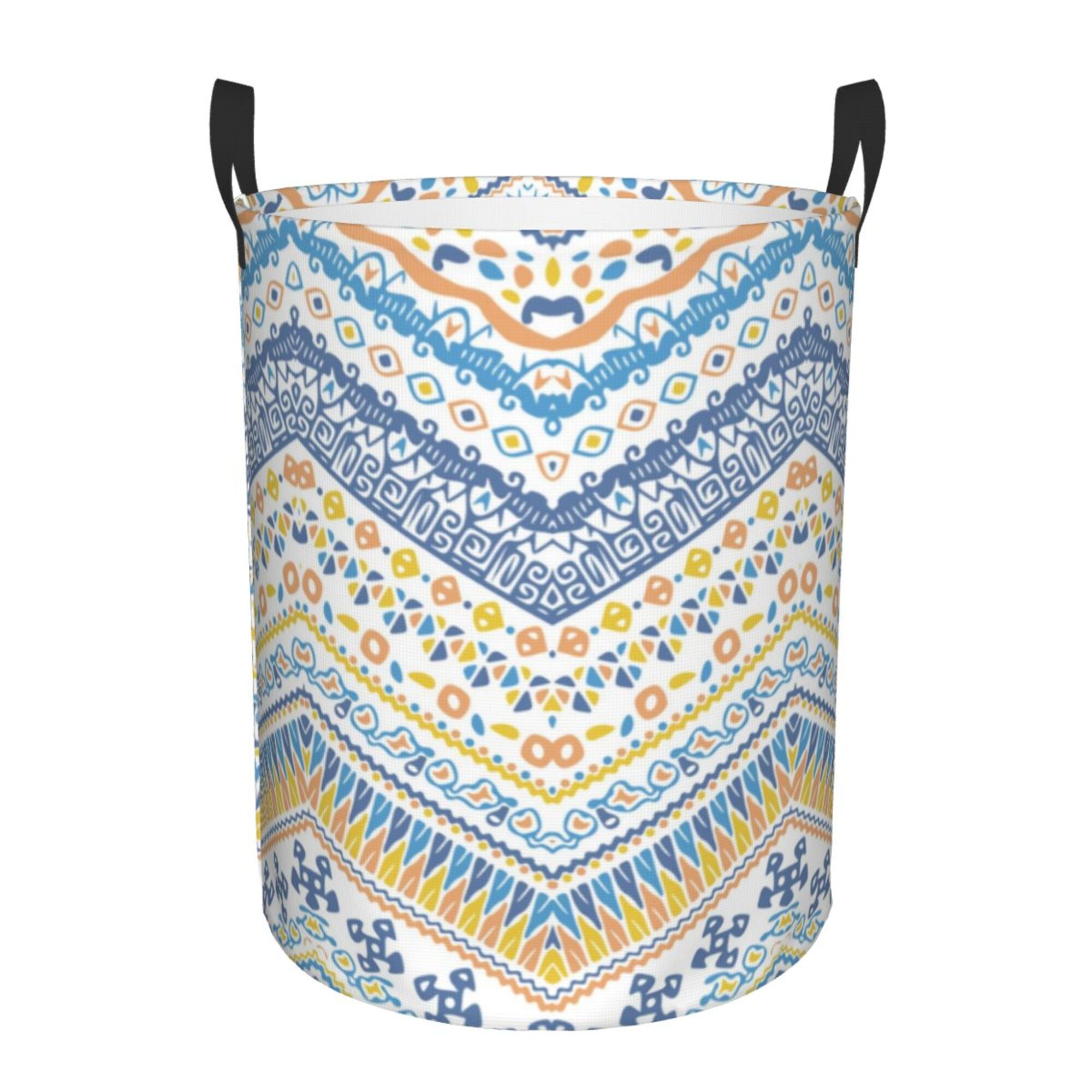 XMXY Round Laundry Basket Organizer, Bohemian Mosaic Herringbone ...