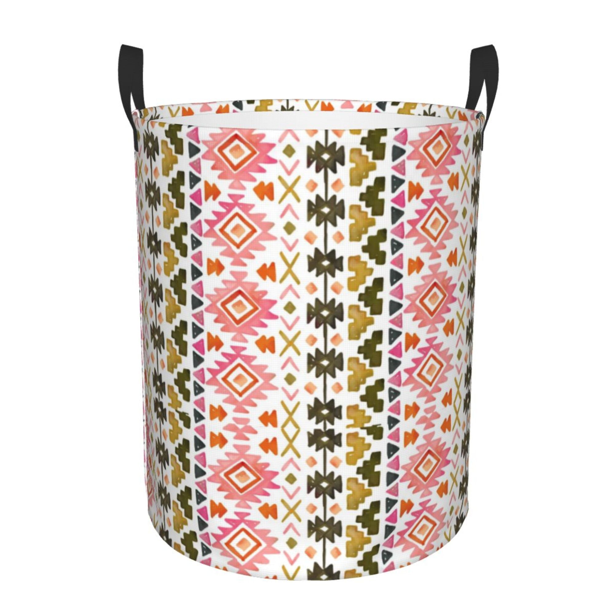 XMXY Round Laundry Basket Organizer, Bohemian Native Geometric Tribal ...