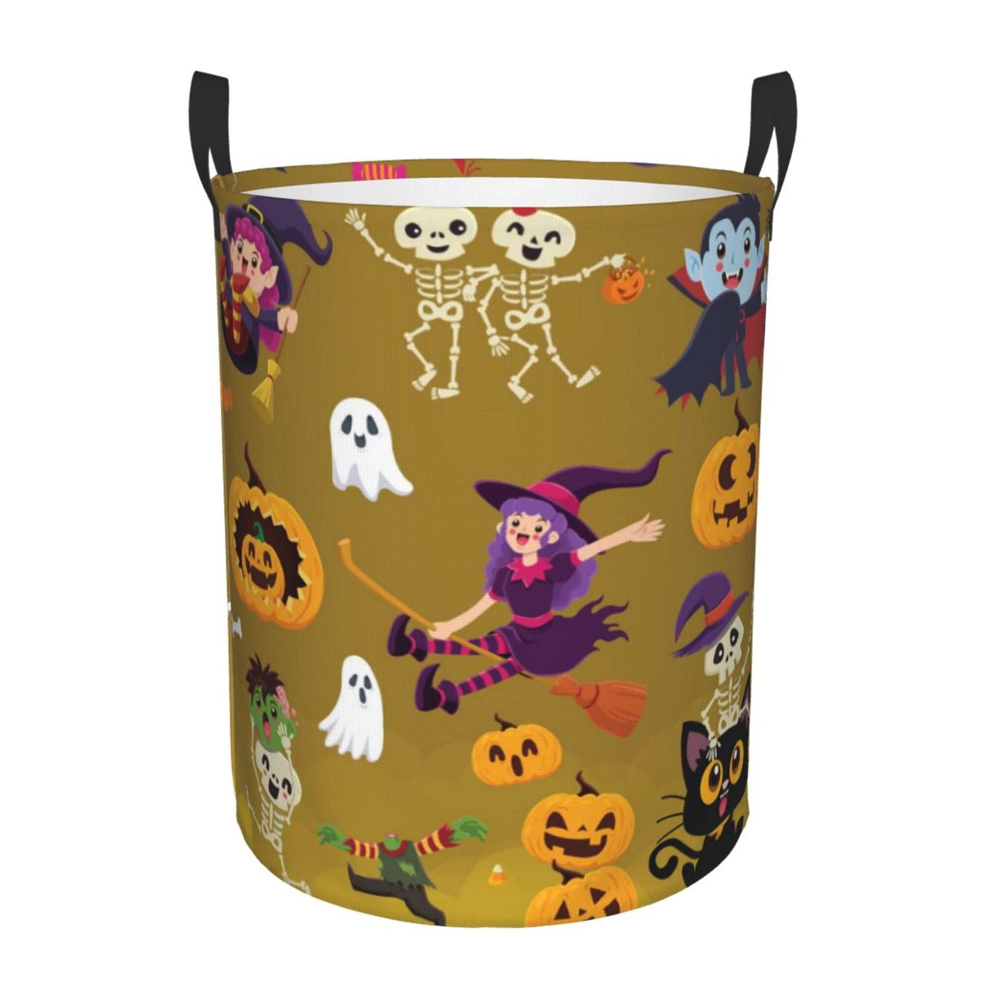XMXY Round Laundry Basket Organizer, Cartoon Halloween Ghost Monster ...