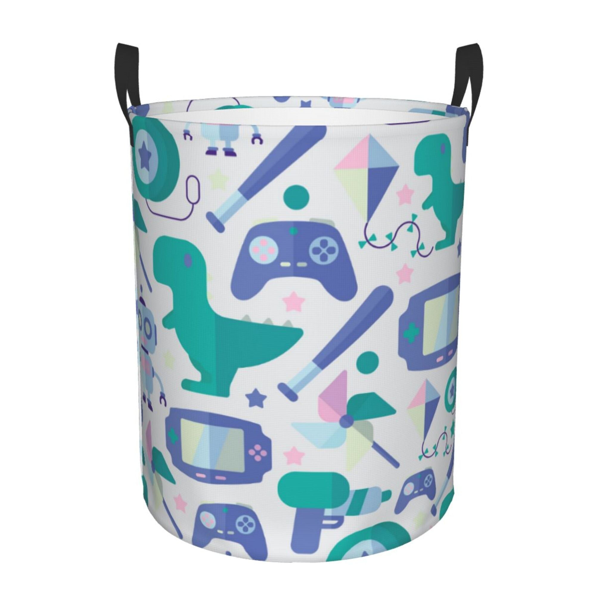 XMXY Round Laundry Basket Organizer, Cartoon Toys Robots Waterproof ...