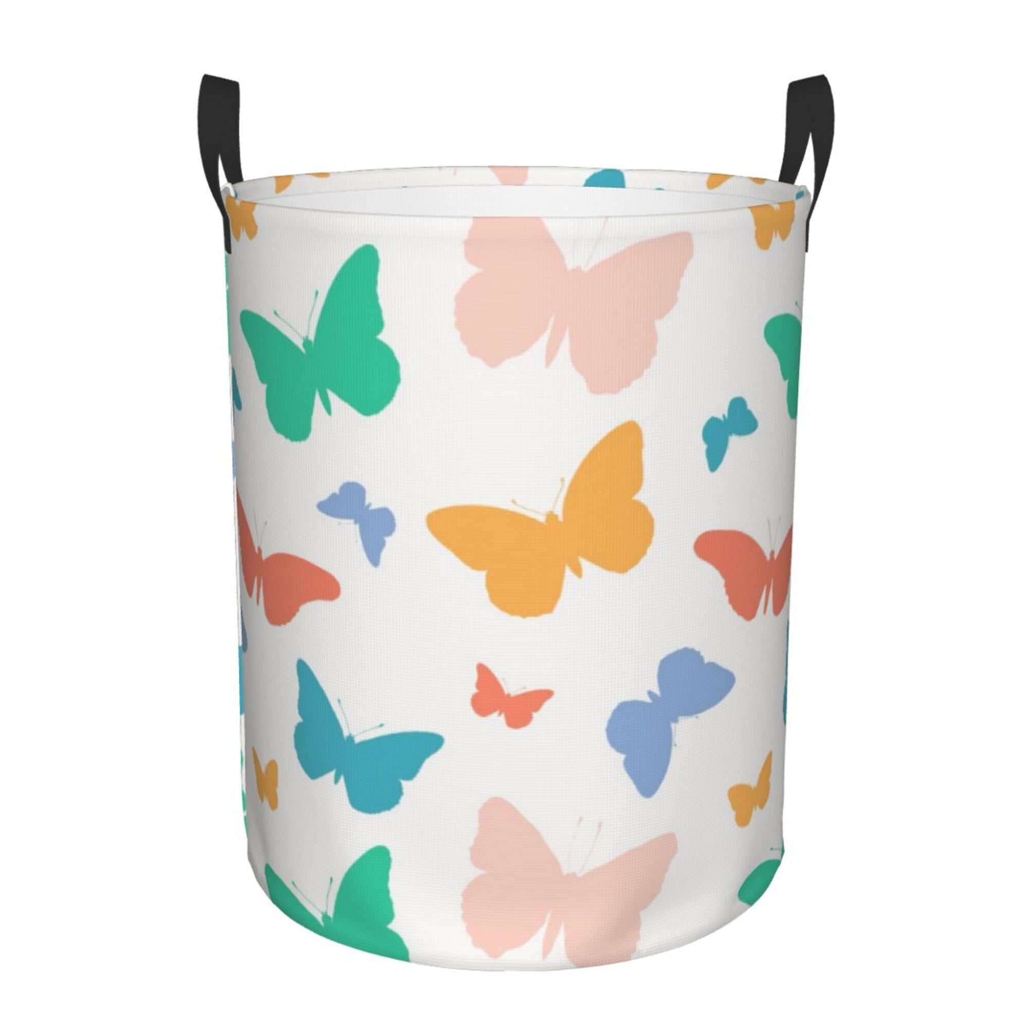 XMXY Round Laundry Basket Organizer, Colorful Butterflies Waterproof ...