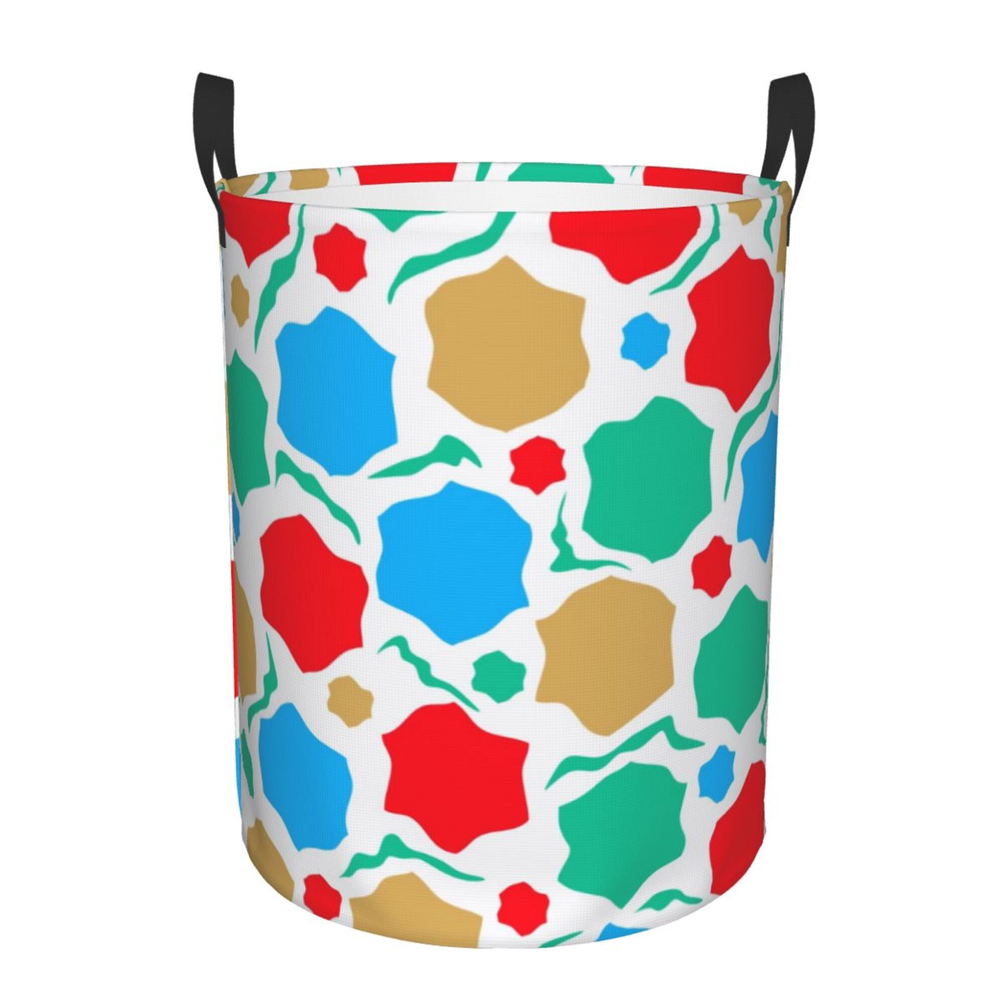XMXY Round Laundry Basket Organizer, Colorful Hexagon Seamless ...