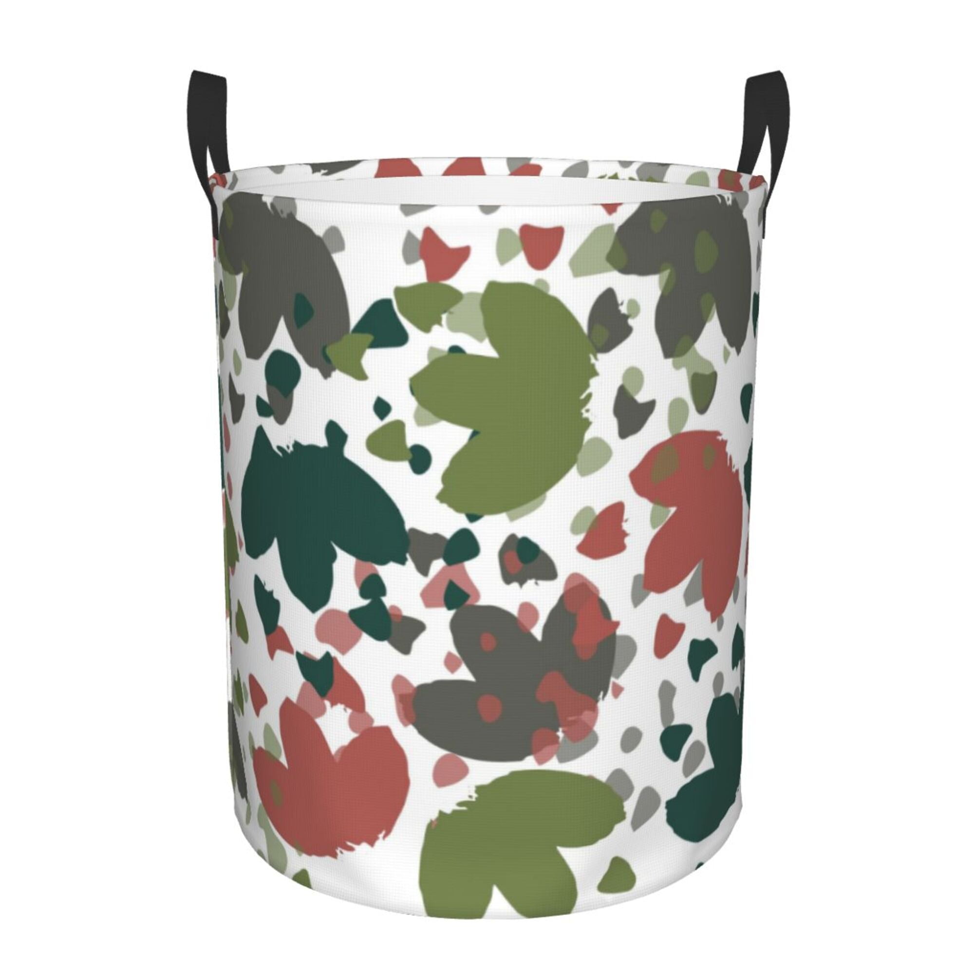 XMXY Round Laundry Basket Organizer, Colourful Modern Leaves Waterproof ...