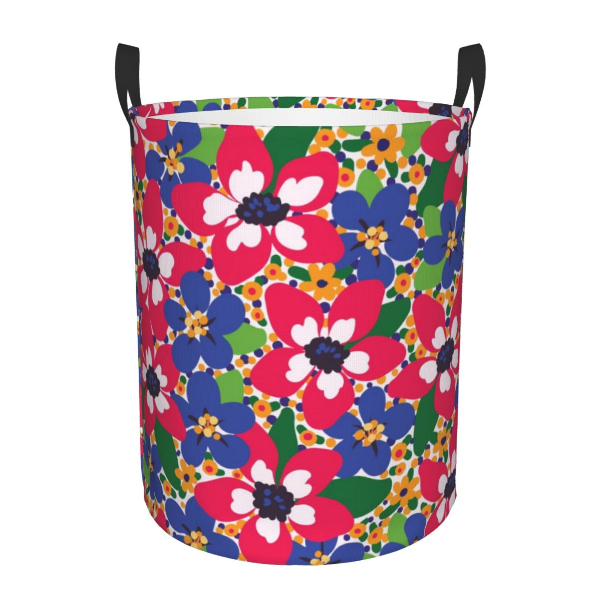 XMXY Round Laundry Basket Organizer, Colourful Simple Flowers ...