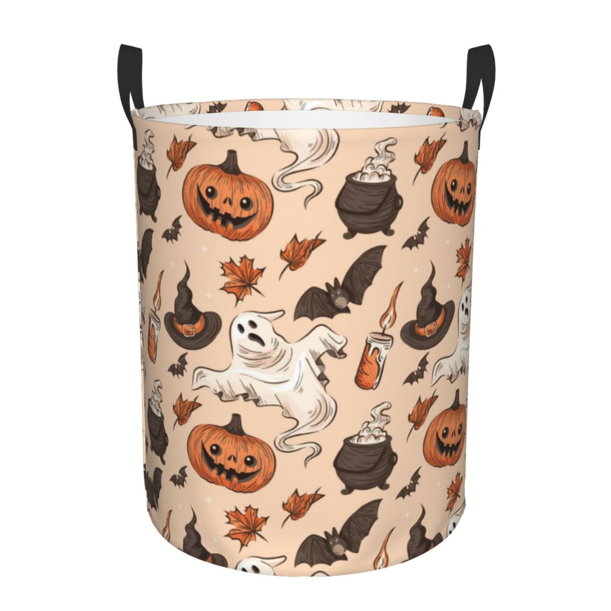 XMXY Round Laundry Basket Organizer, Cute Ghost Bat Waterproof ...