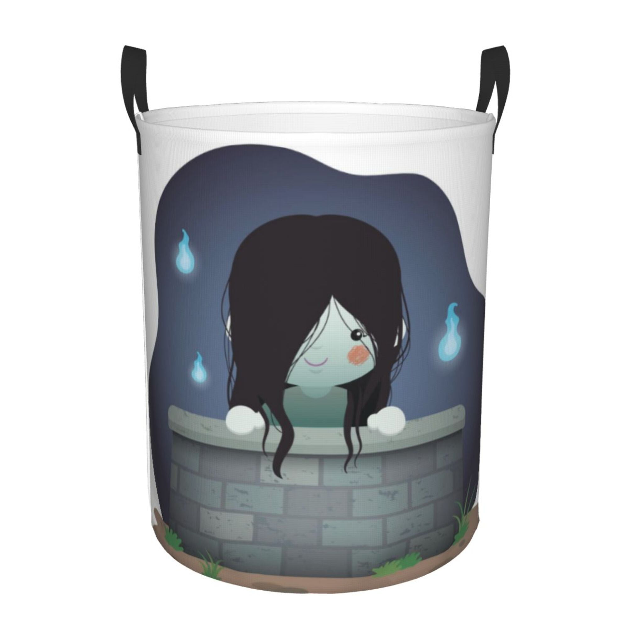XMXY Round Laundry Basket Organizer, Cute Girl Female Ghost Waterproof ...