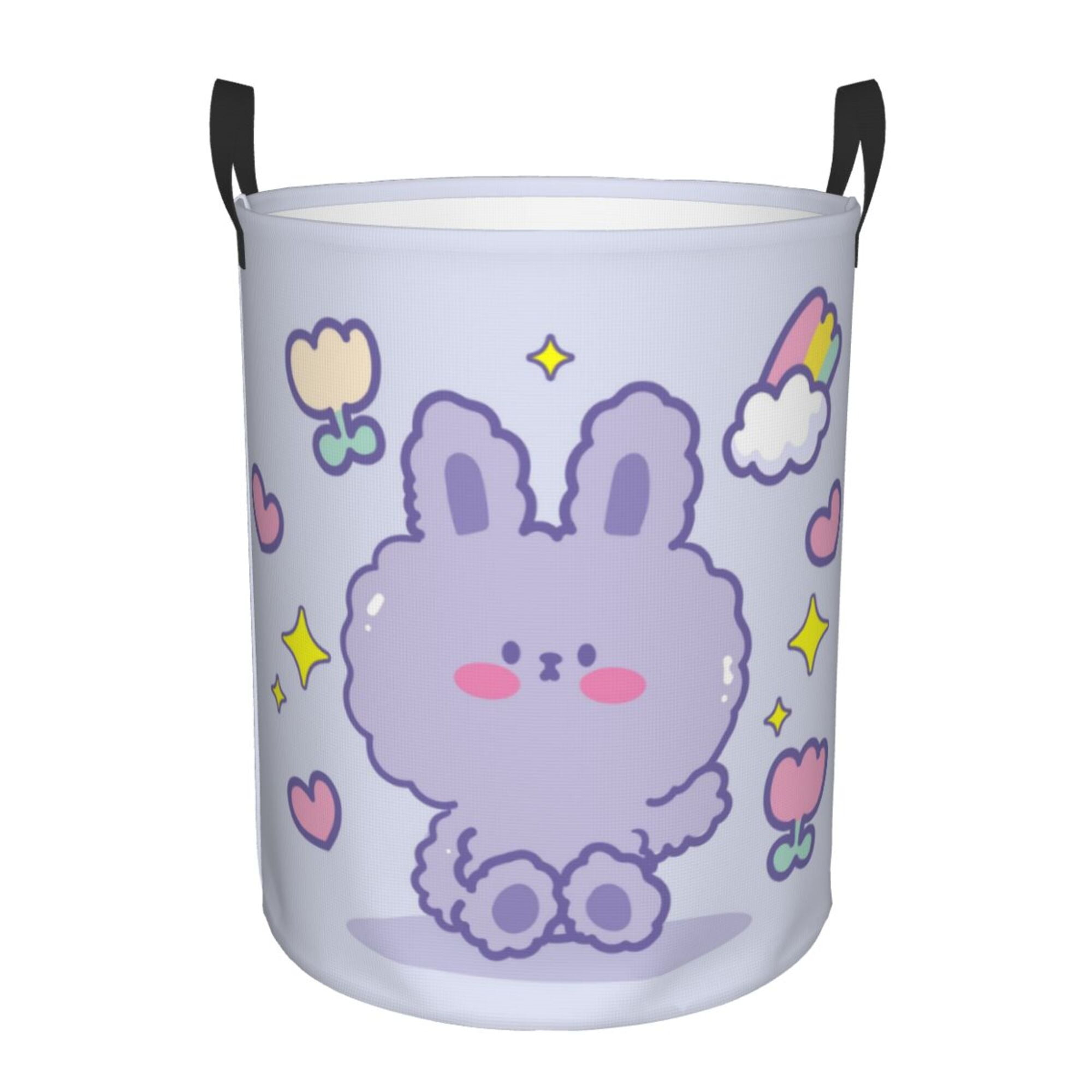 XMXY Round Laundry Basket Organizer, Cute Purple Rabbit Cartoon ...