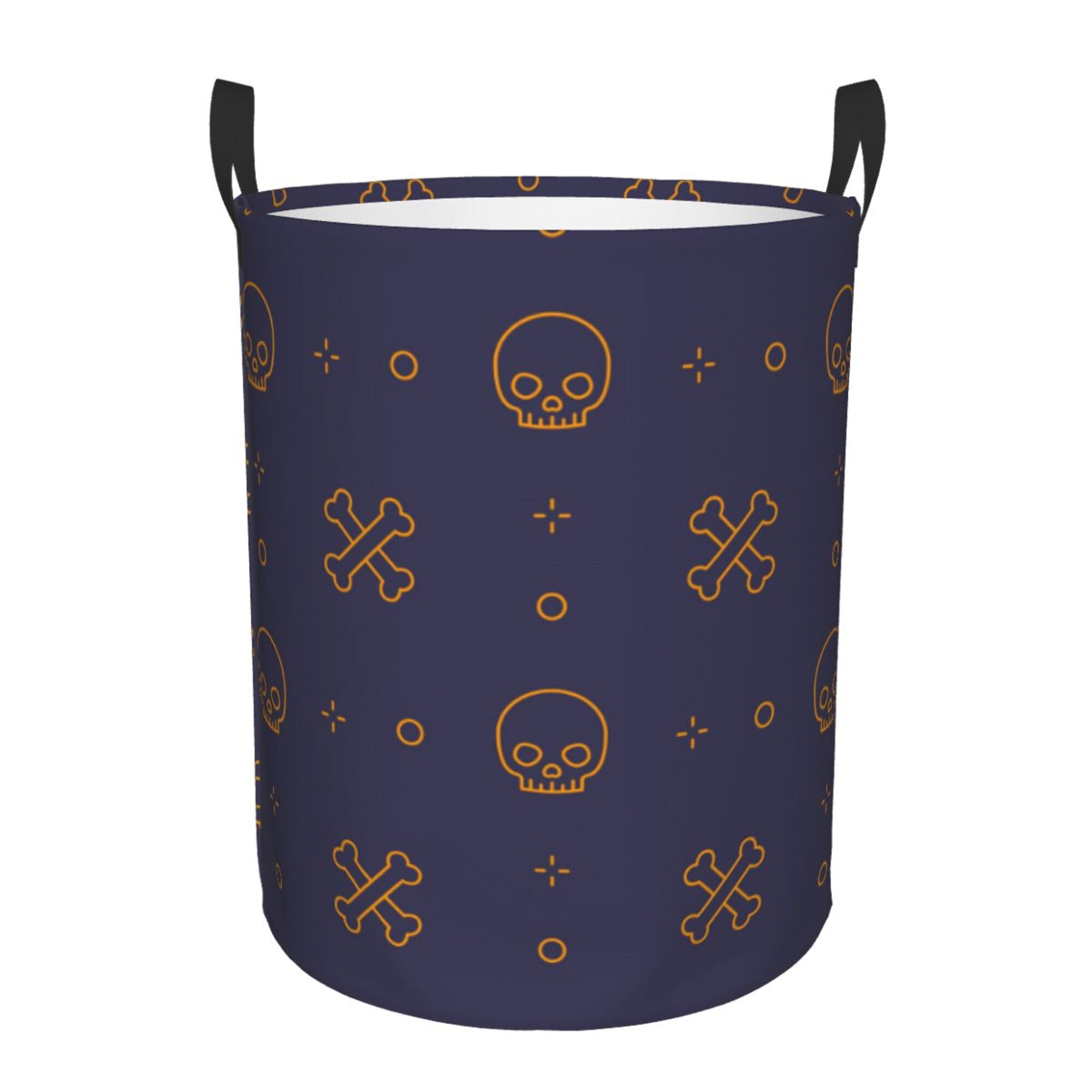 XMXY Round Laundry Basket Organizer, Dark Skulls Blue Bones Waterproof ...