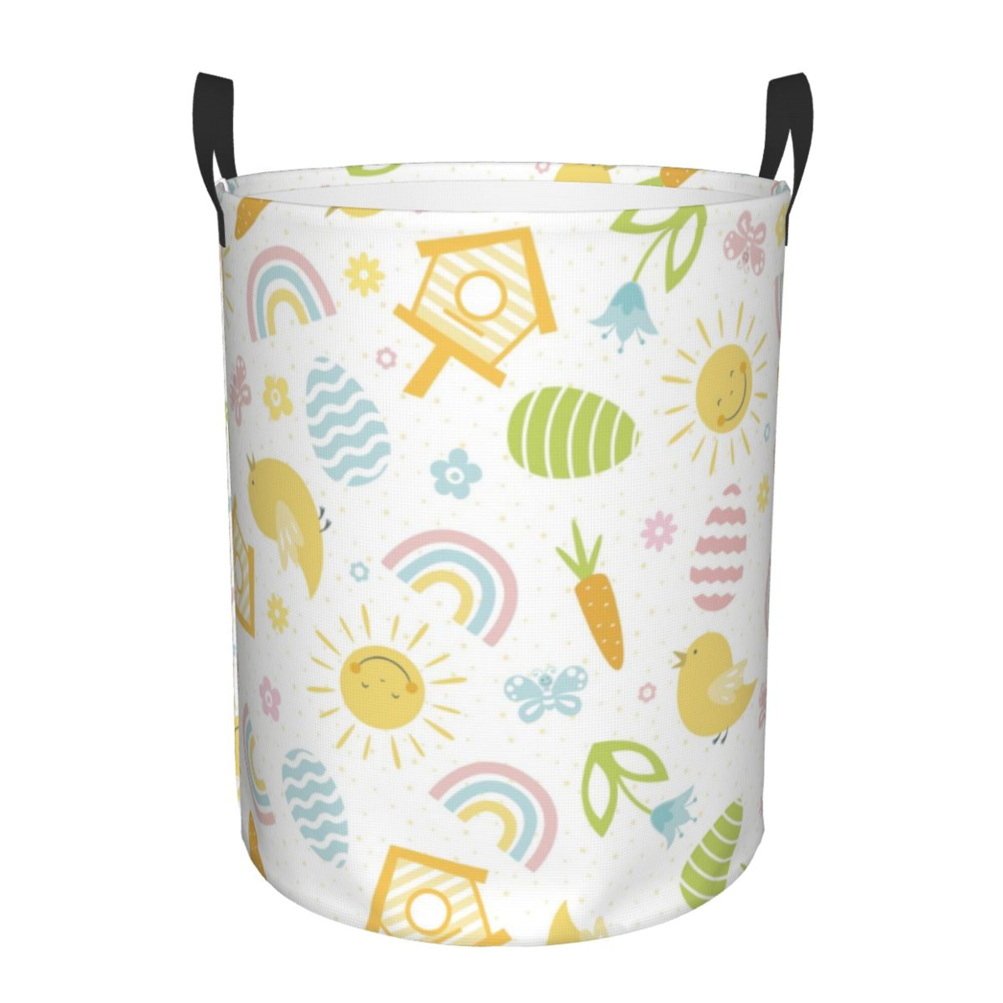 XMXY Round Laundry Basket Organizer, Easter Spring Decoration ...