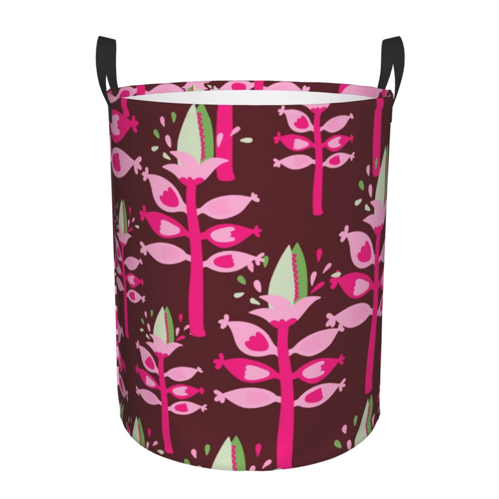XMXY Round Laundry Basket Organizer, Floral Illustration Seamless ...