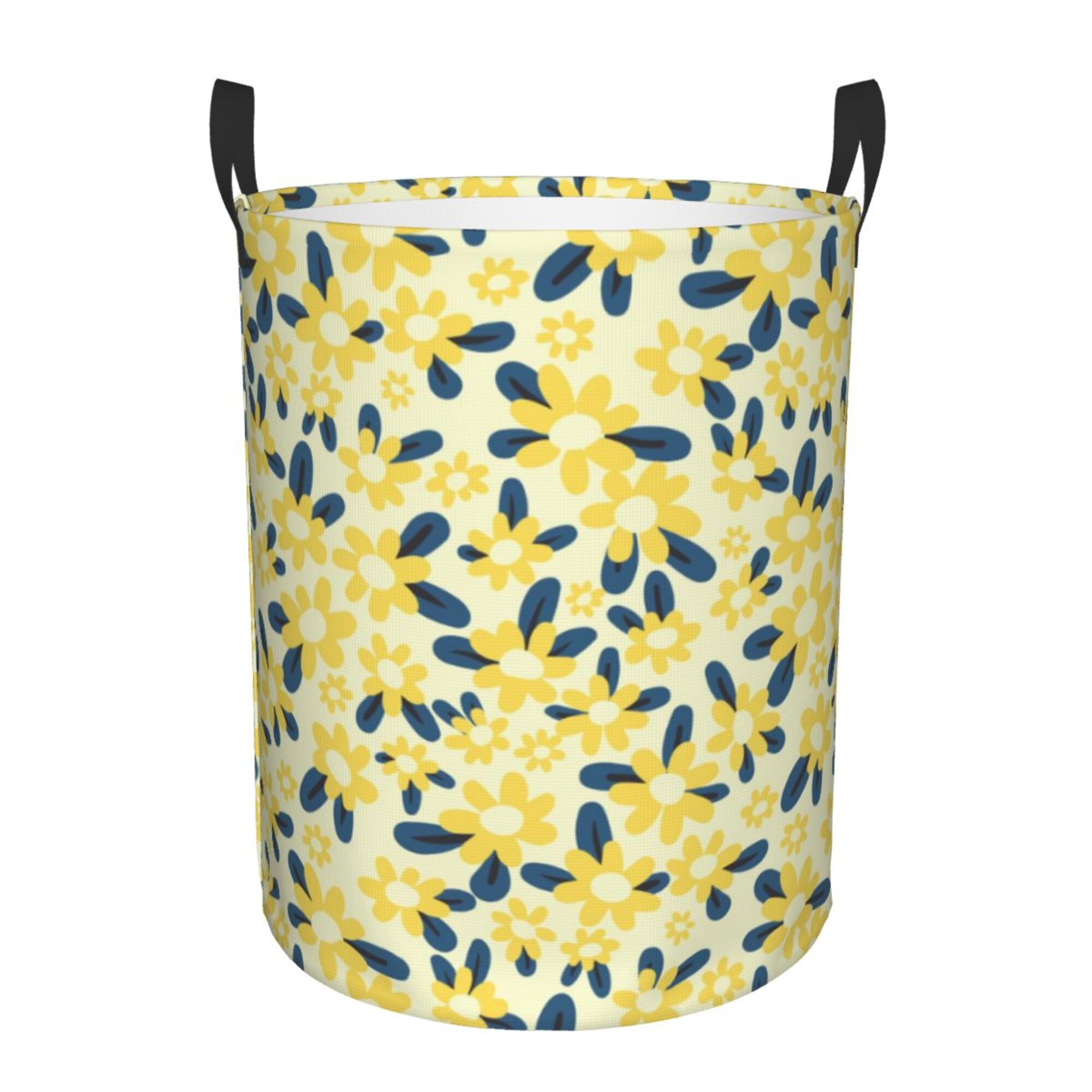 XMXY Round Laundry Basket Organizer, Fresh Yellow Daisy Waterproof ...
