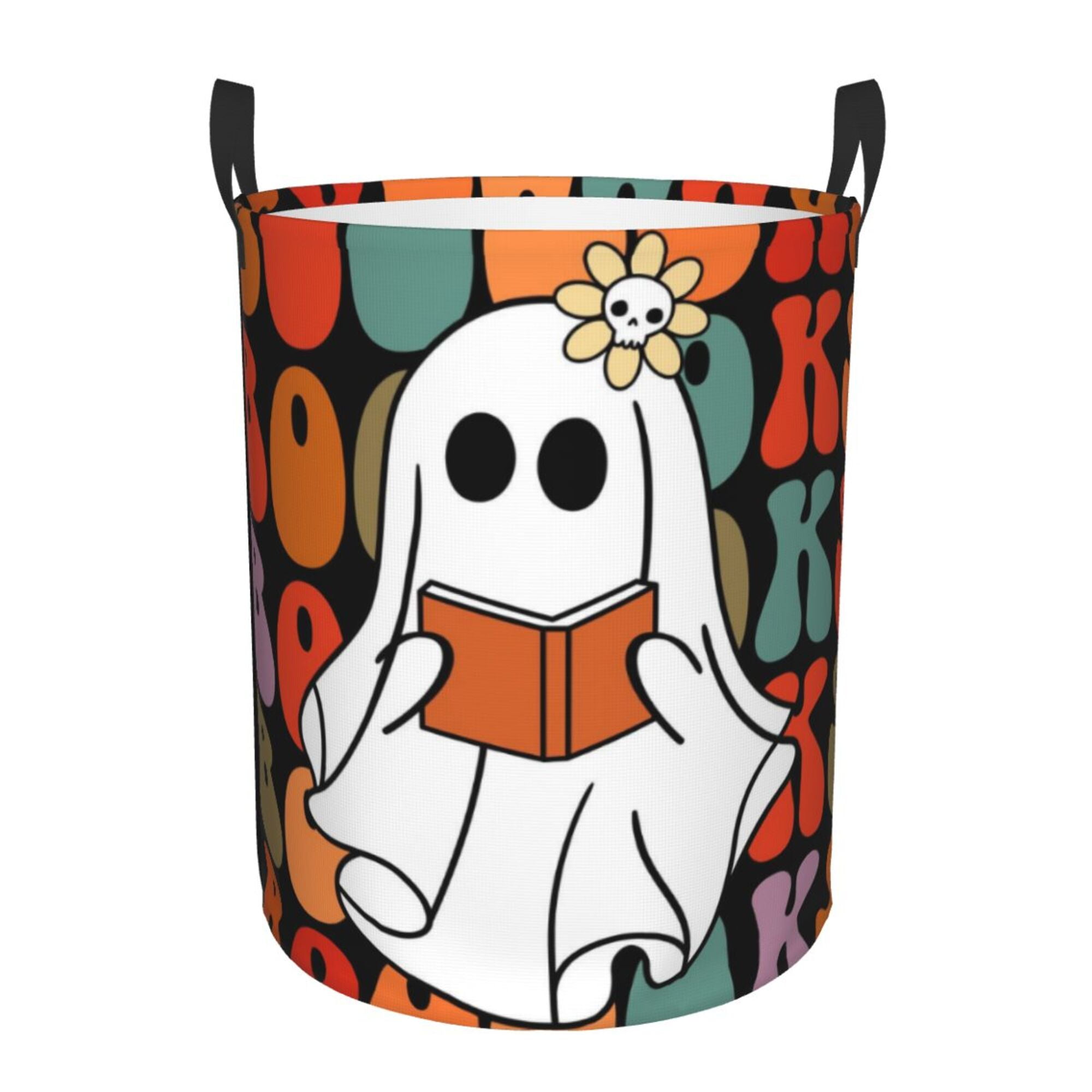 XMXY Round Laundry Basket Organizer, Funny Cartoon Ghost Waterproof ...