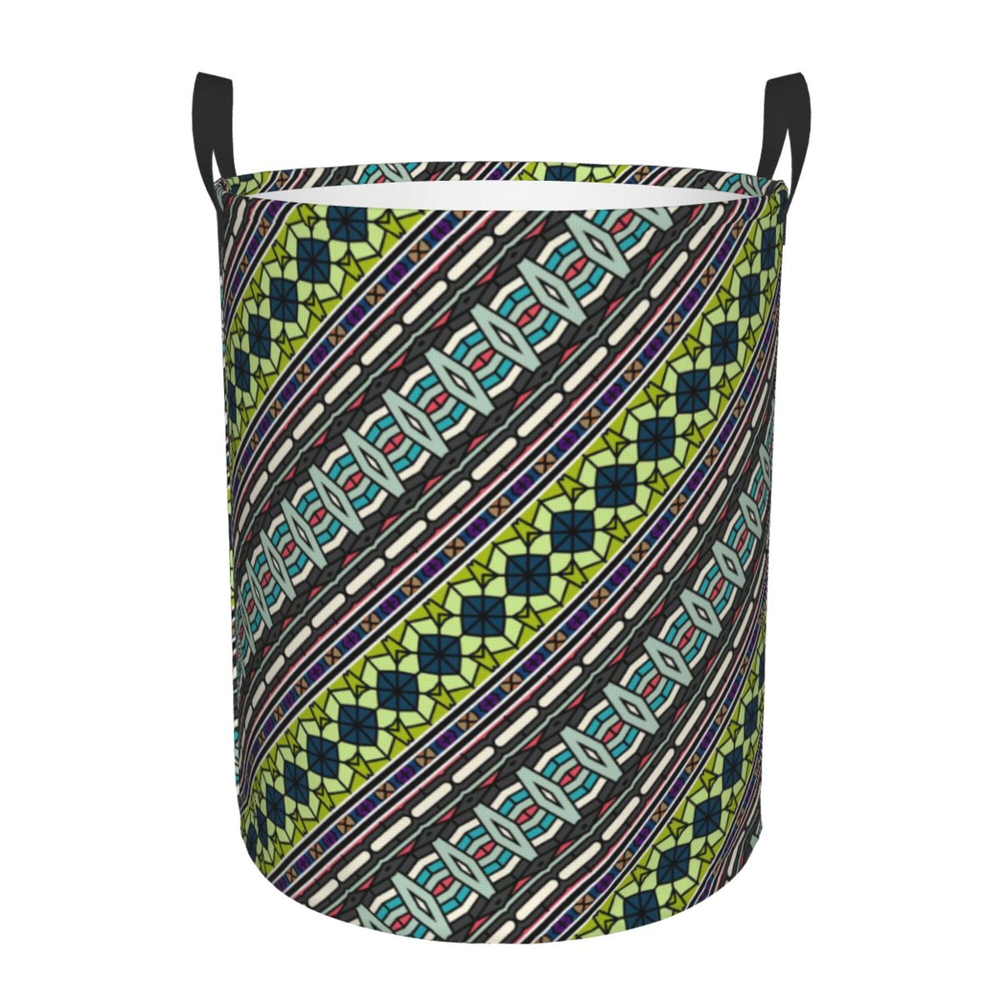XMXY Round Laundry Basket Organizer, Green Modern Simple Texture ...