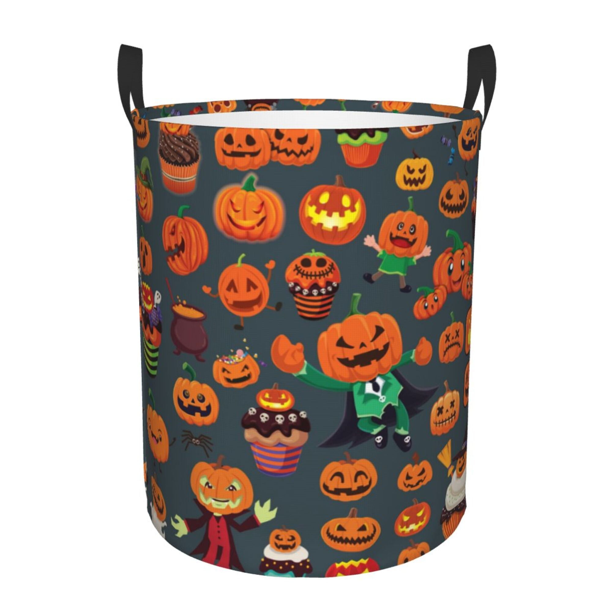 XMXY Round Laundry Basket Organizer, Halloween Wacky Pumpkins ...