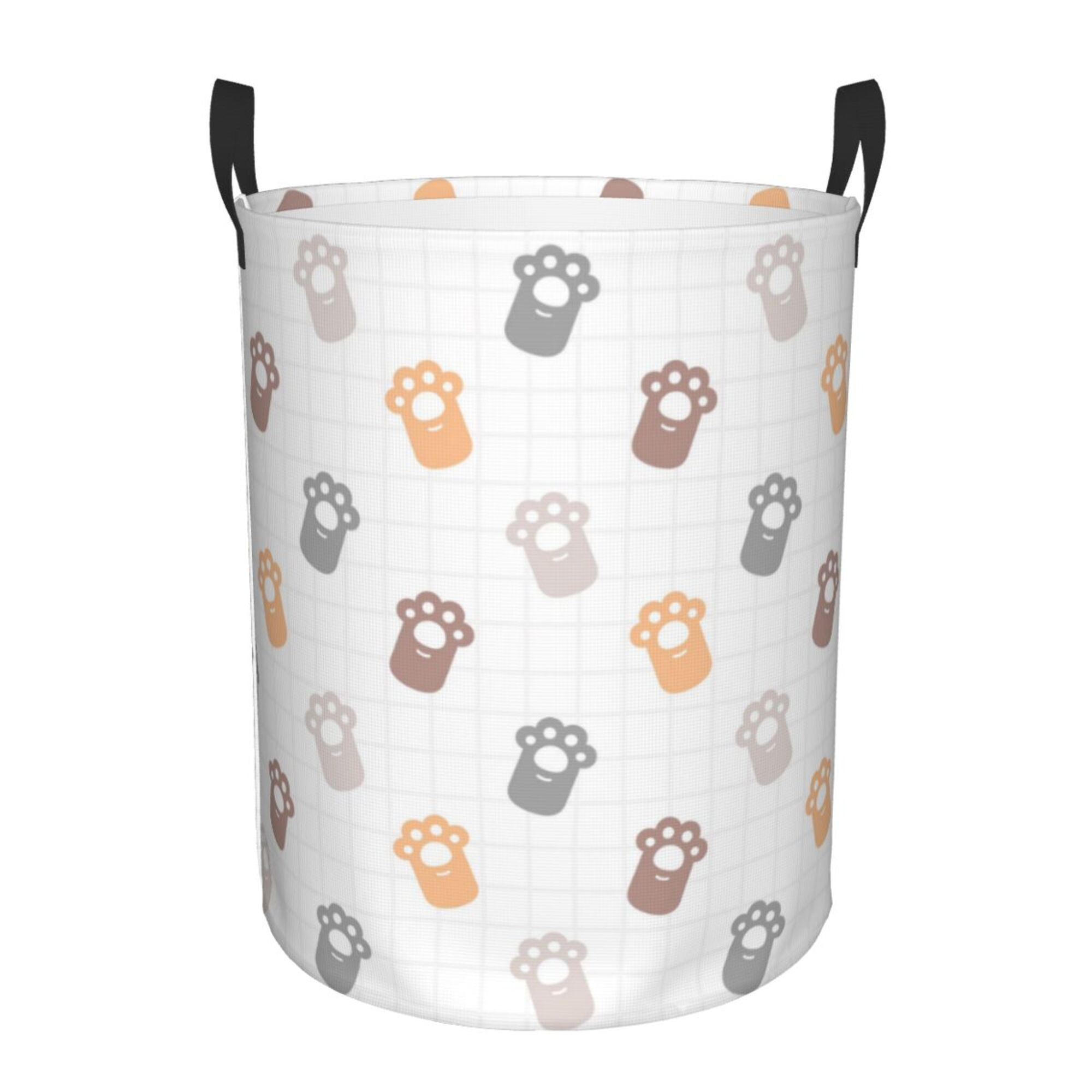 XMXY Round Laundry Basket Organizer, Lattice Line Paw Waterproof ...