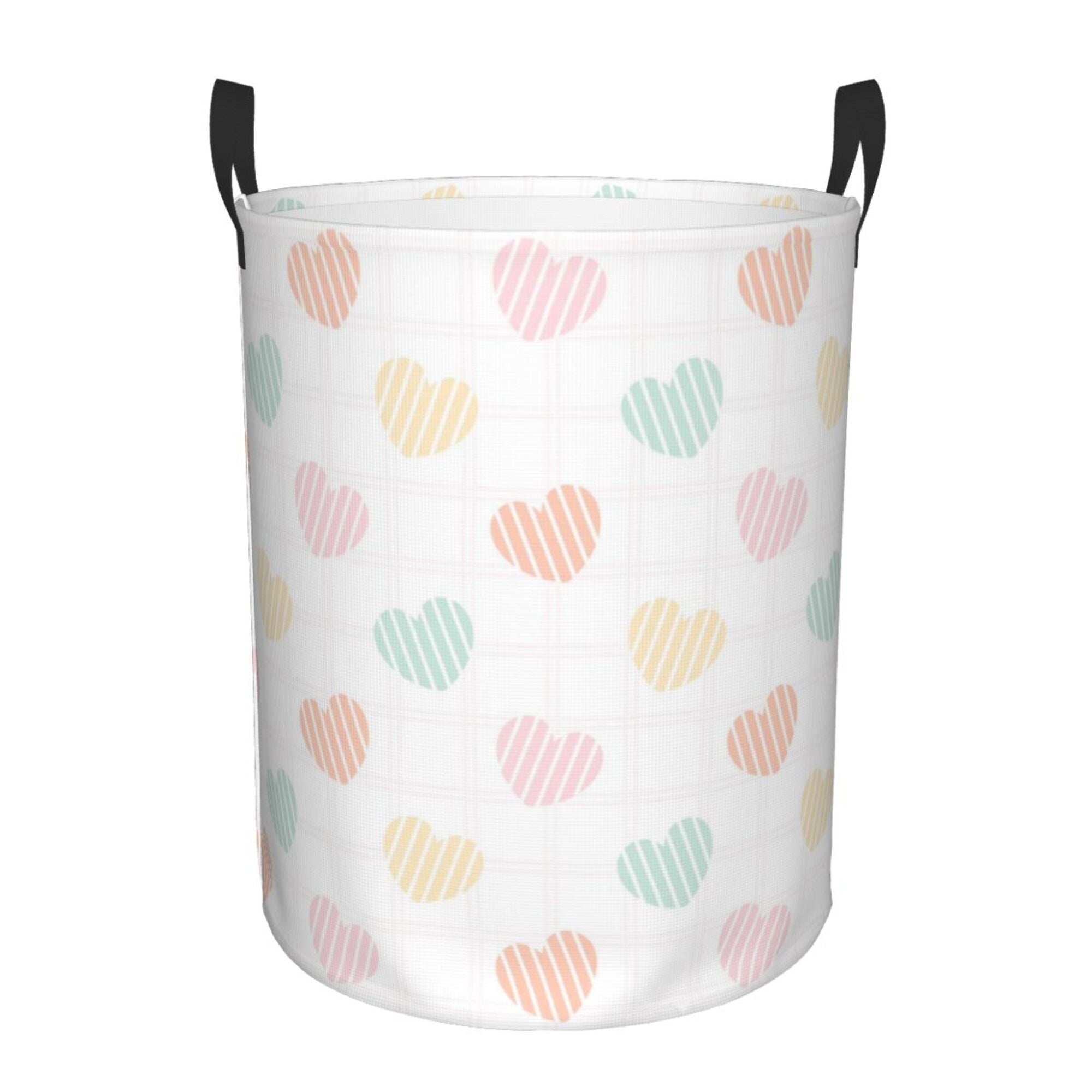 XMXY Round Laundry Basket Organizer, Lines Love Splicing Waterproof ...