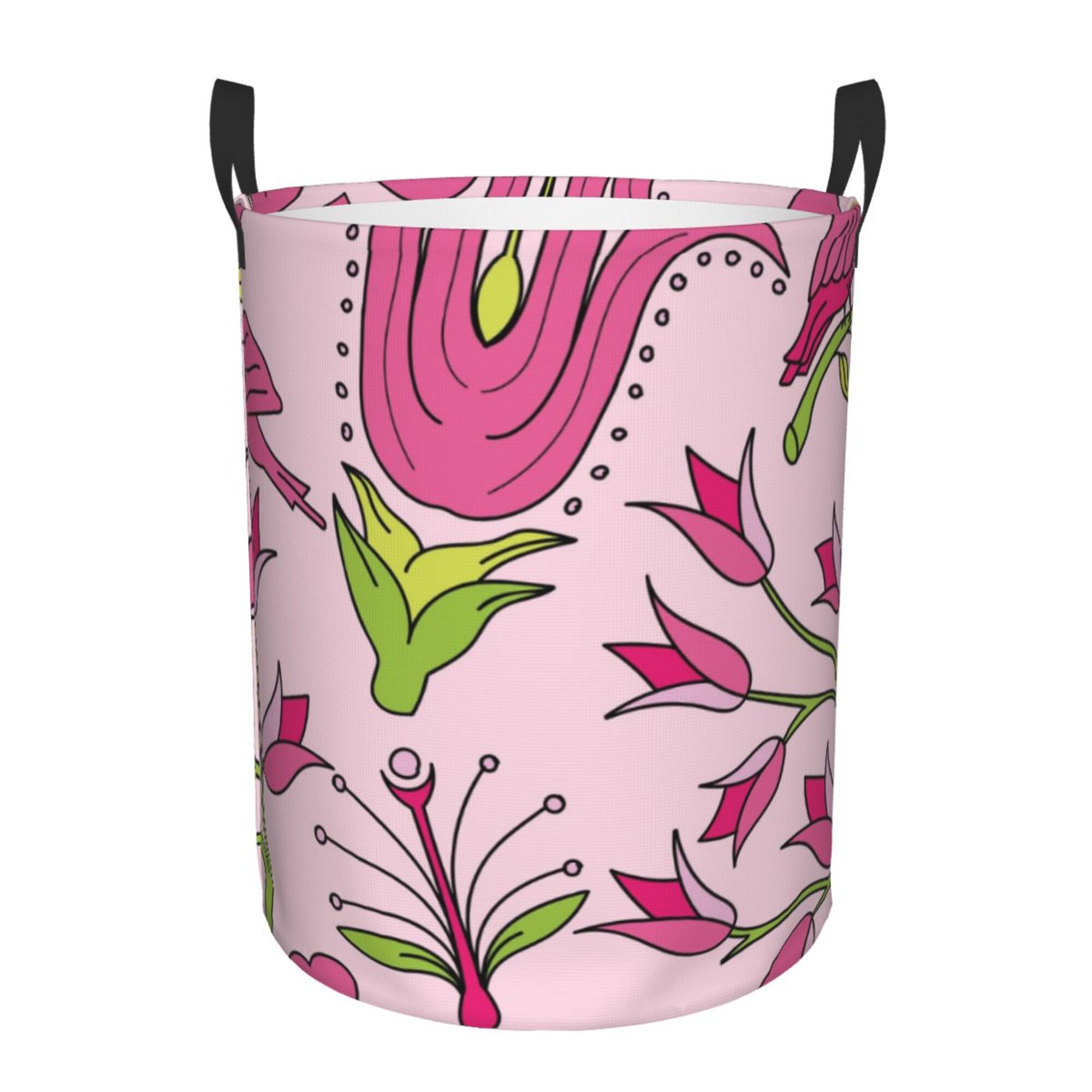 XMXY Round Laundry Basket Organizer, Modern Abstract Flower Waterproof ...