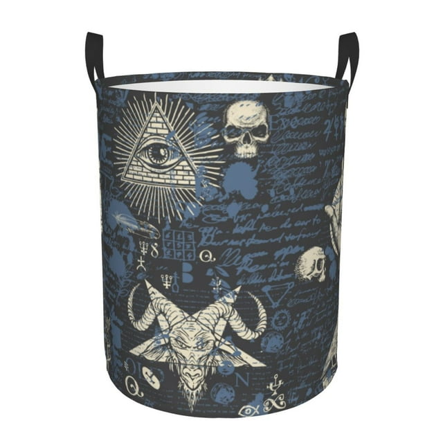 XMXY Round Laundry Basket Organizer, Mysterious Gothic Skull Eyes ...