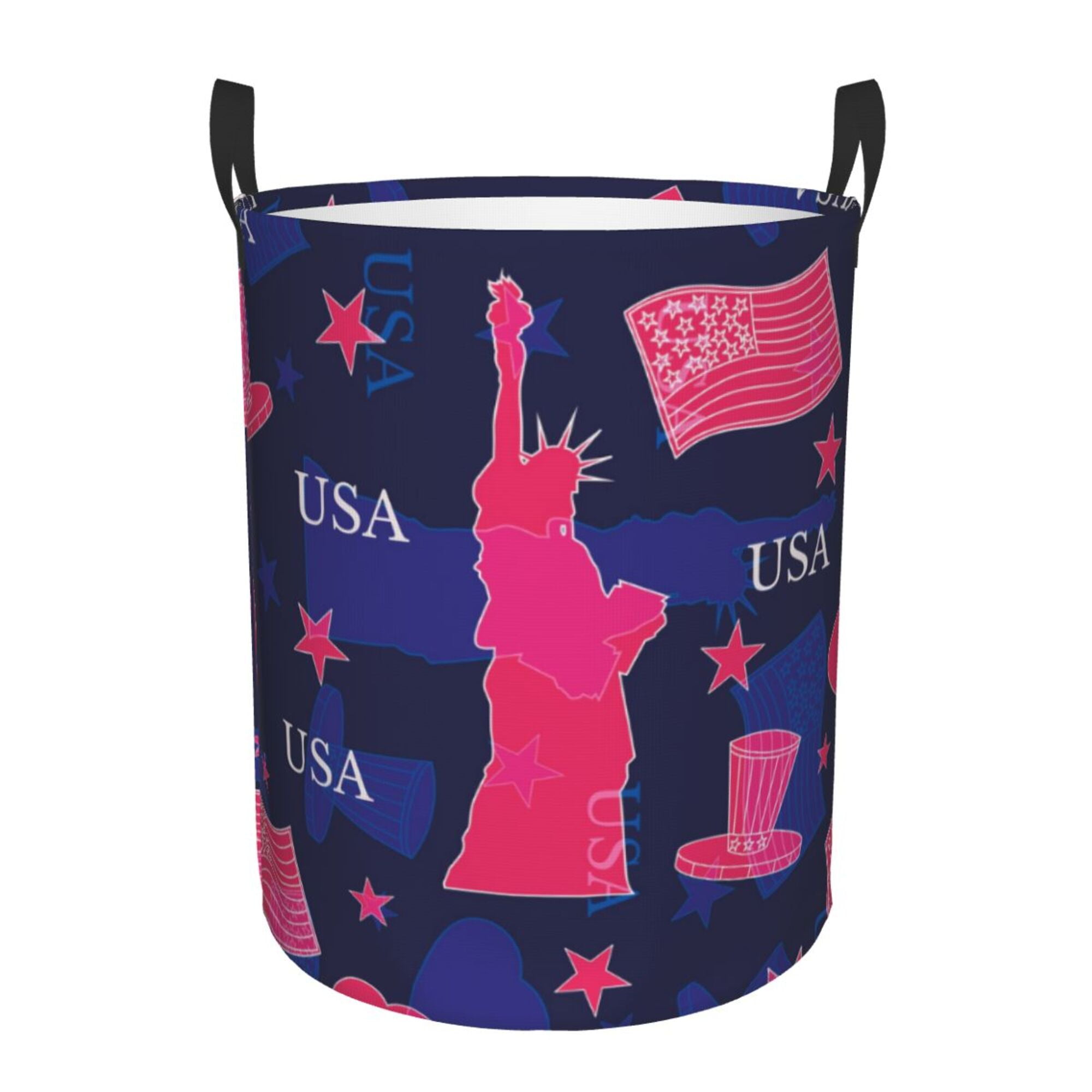 XMXY Round Laundry Basket Organizer, Patriotic Nationality Usa Day ...