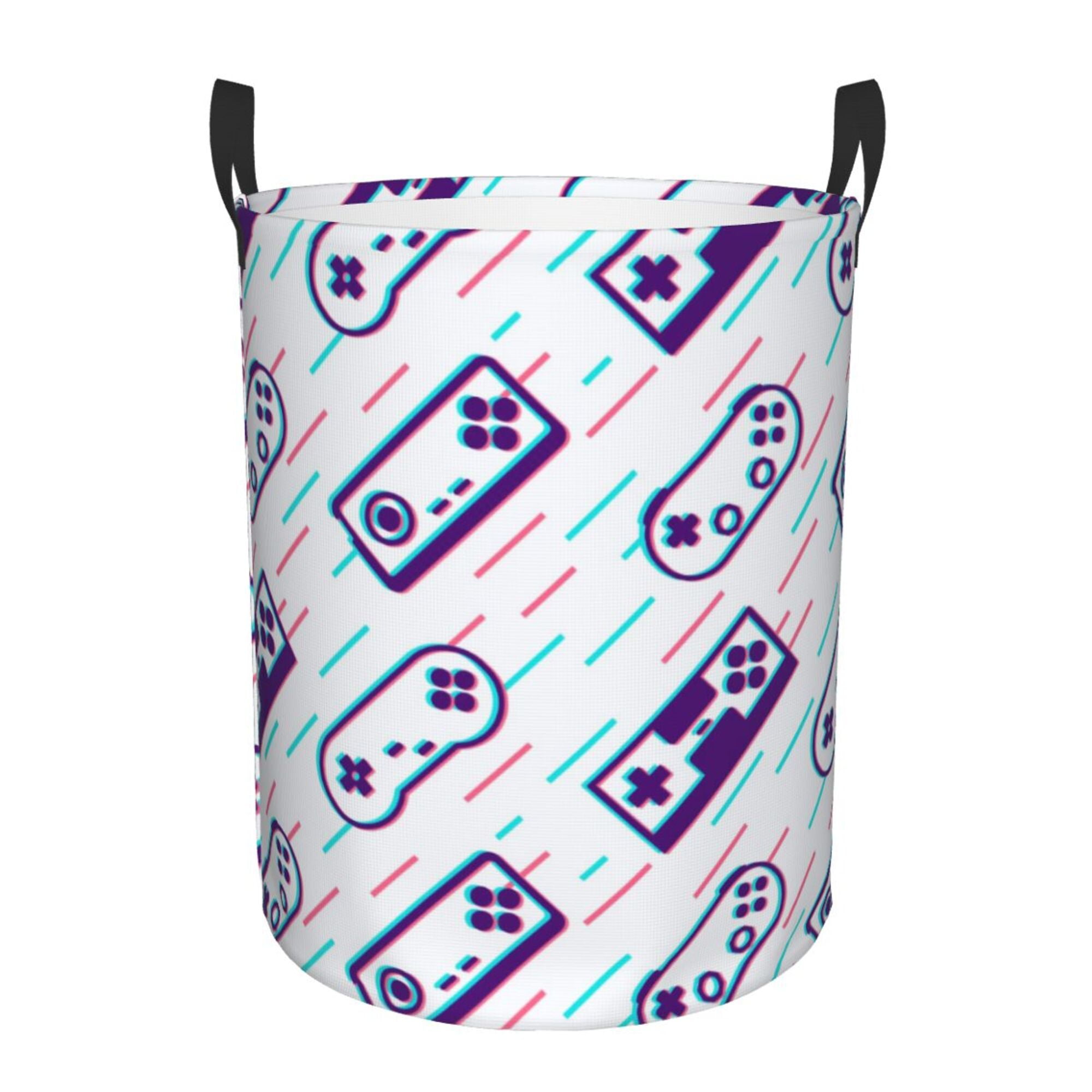 XMXY Round Laundry Basket Organizer, Purple Gaming Console Waterproof ...