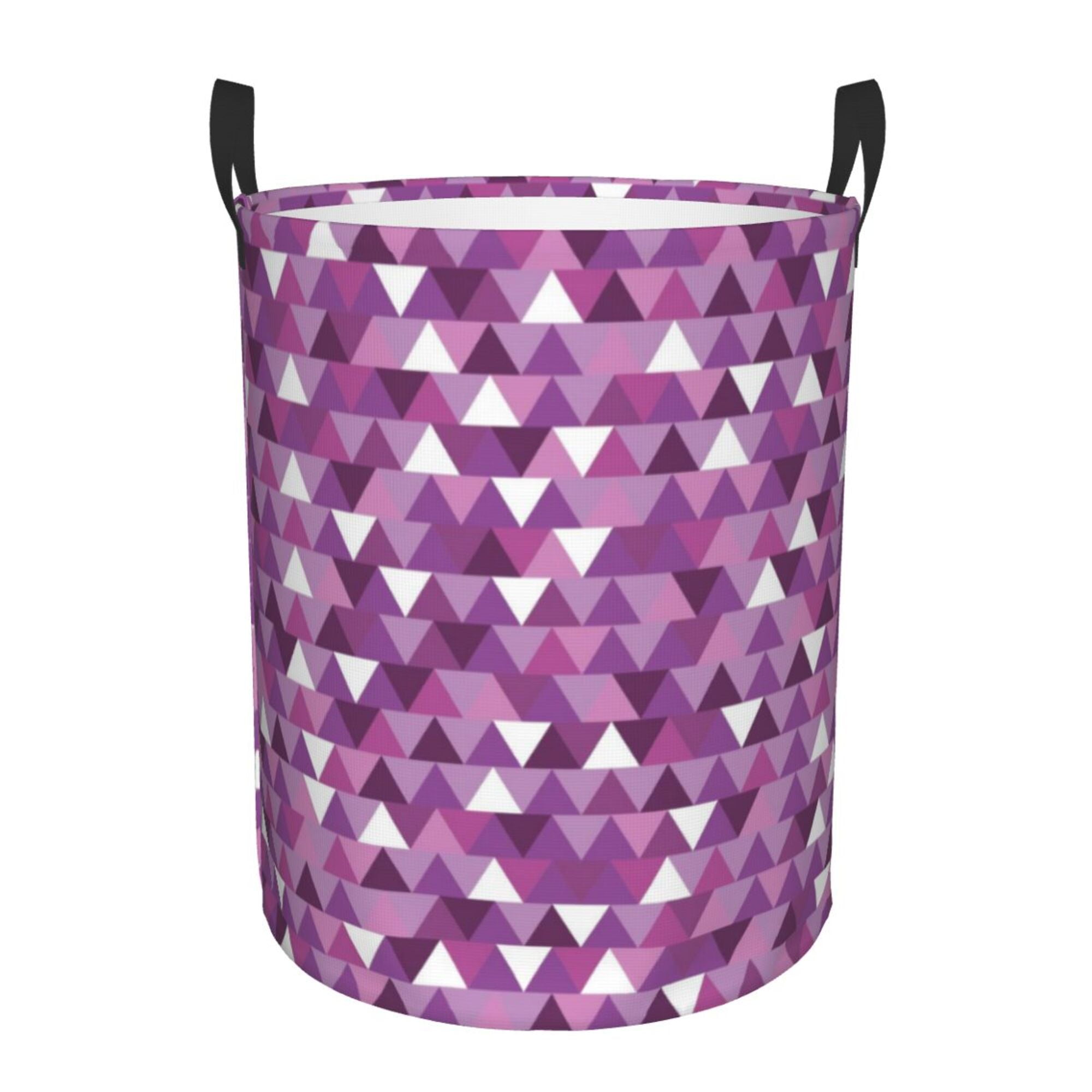 XMXY Round Laundry Basket Organizer, Purple Triangle Background ...