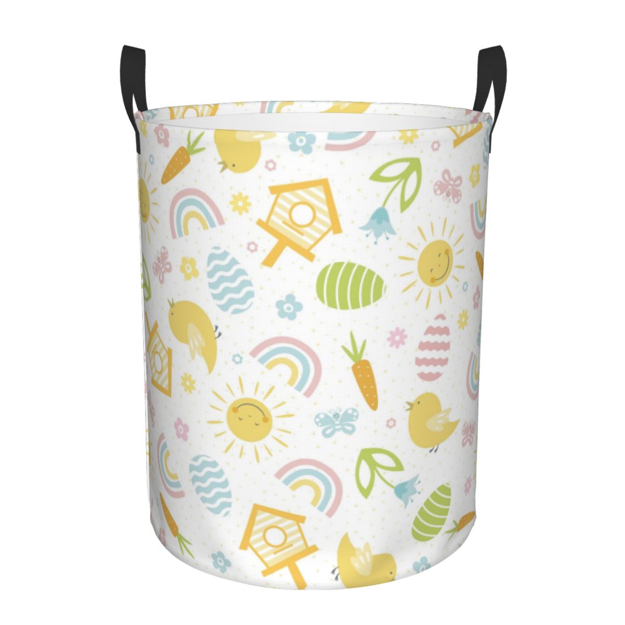 XMXY Round Laundry Basket Organizer, Rainbow Flower Sun Waterproof ...