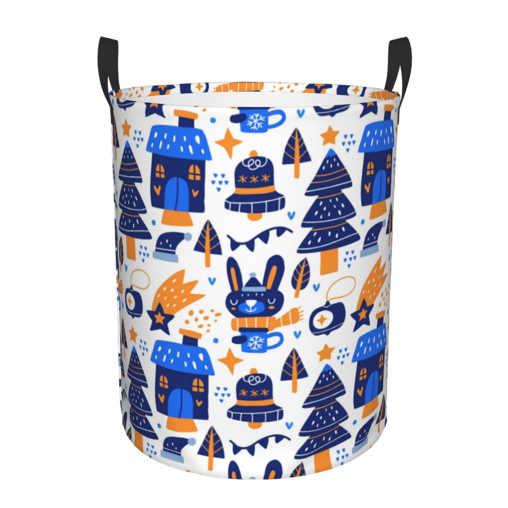 XMXY Round Laundry Basket Organizer, Snowflake Winter December ...
