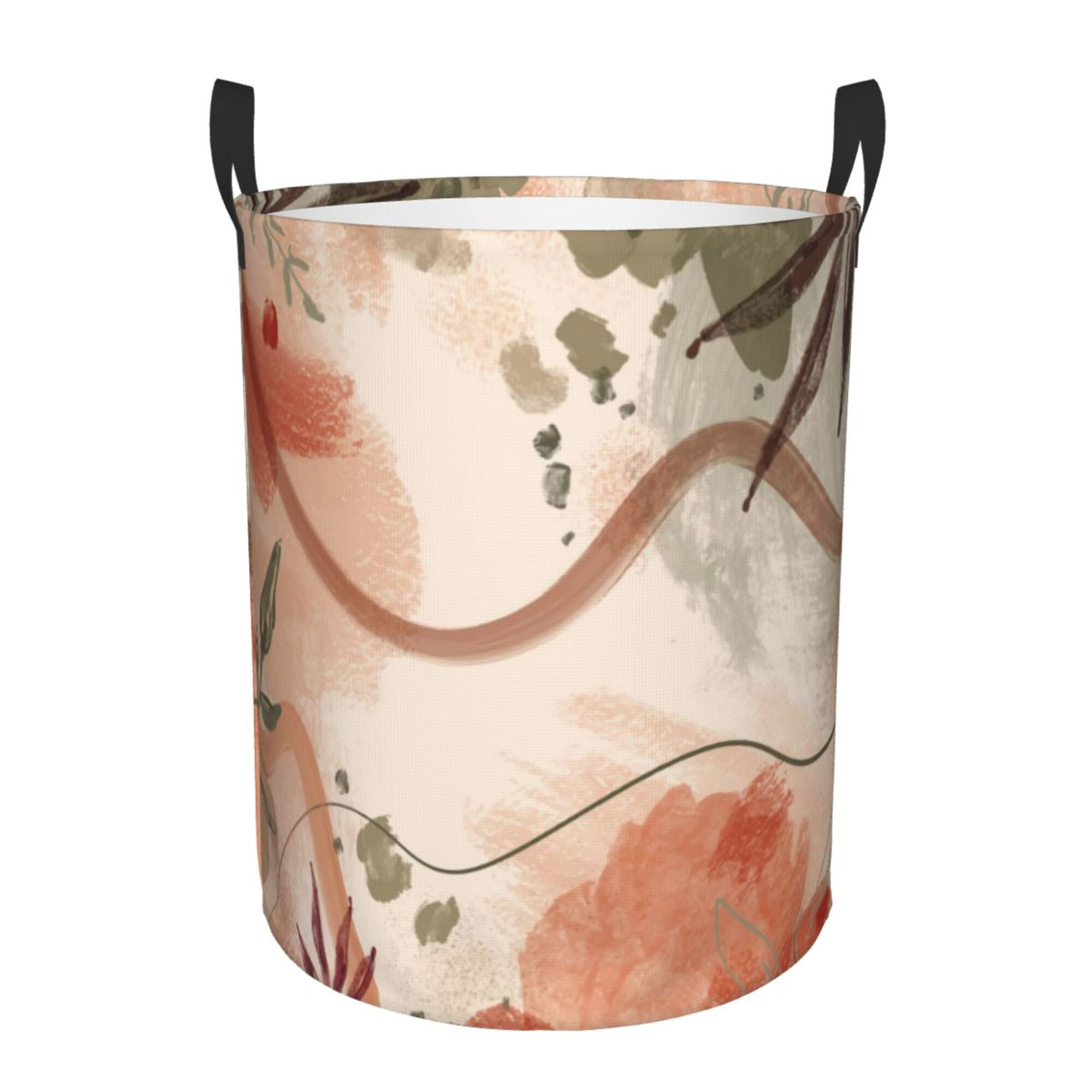 XMXY Round Laundry Basket Organizer, Stained Watercolor Tree Branch ...