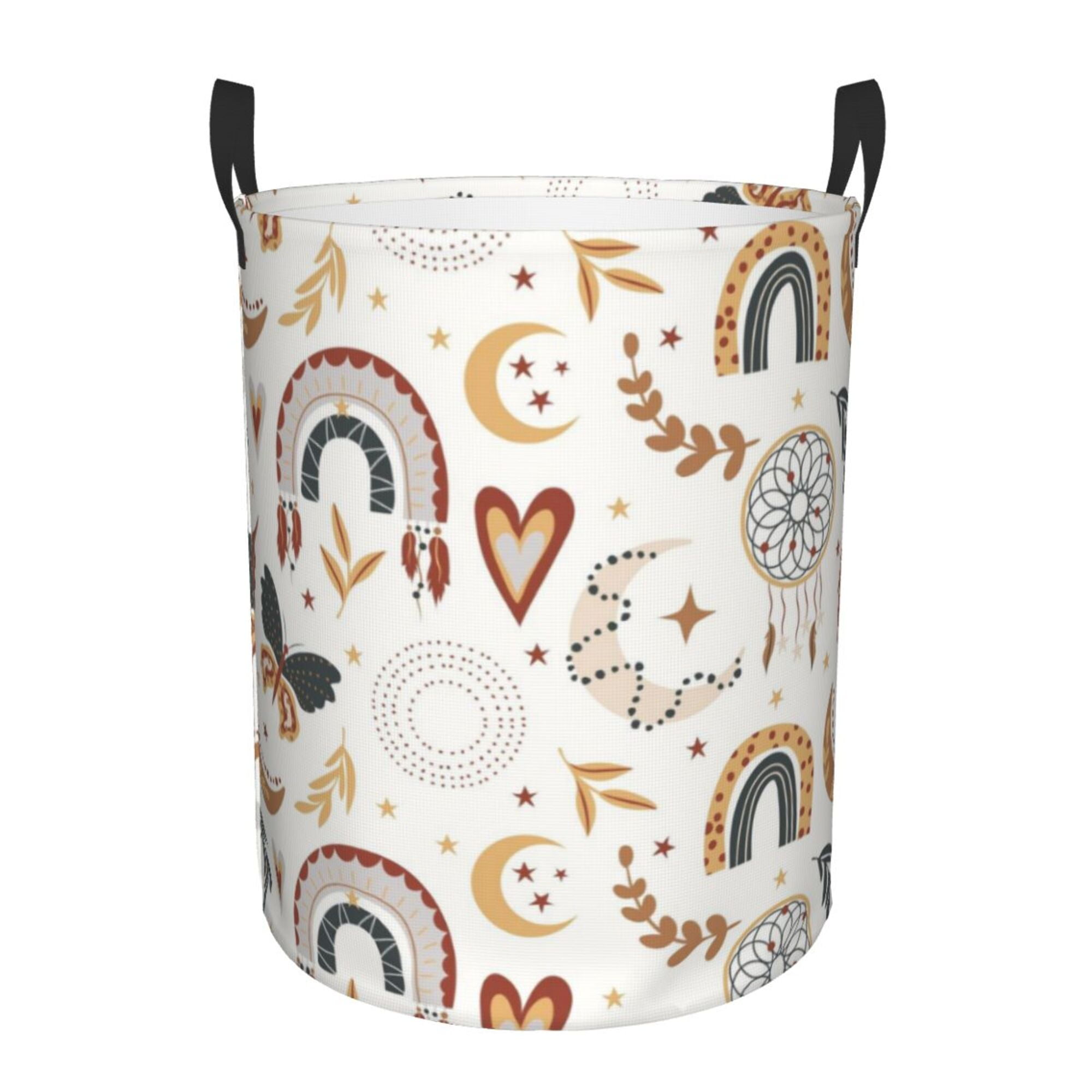 XMXY Round Laundry Basket Organizer, Trendy Hippie Boho Background ...
