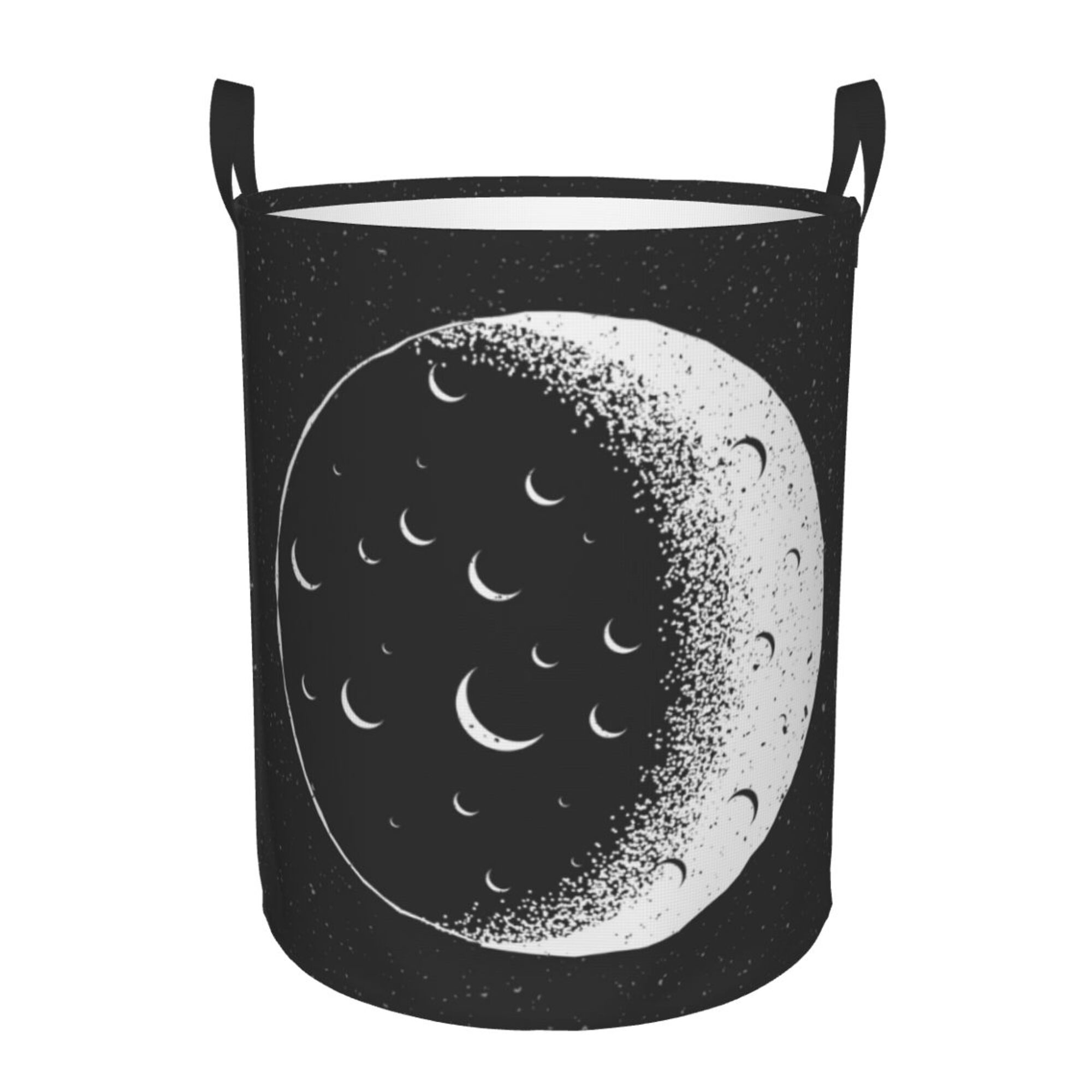 XMXY Round Laundry Basket Organizer, Vintage Moonlight Monochrome ...