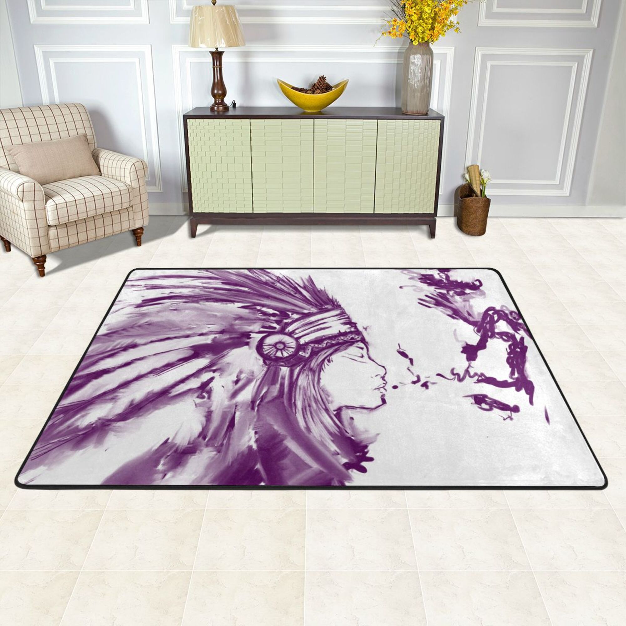 XMXY Sketch Girl Native Area Rugs Doormat Outdoor Entrance, Facecloth ...