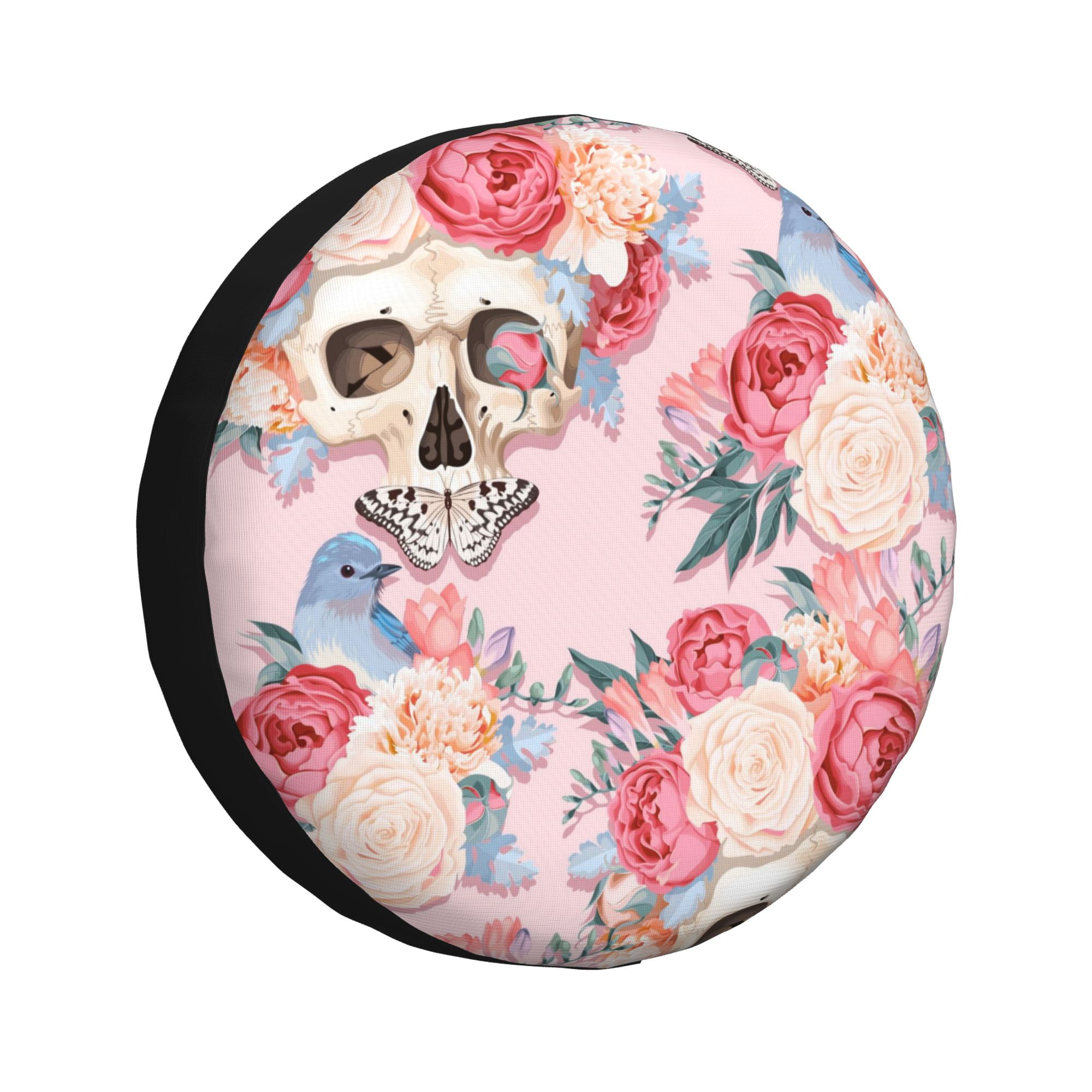Xmxy Skull Butterflies Roses Spare Tire Cover Universal Waterproof