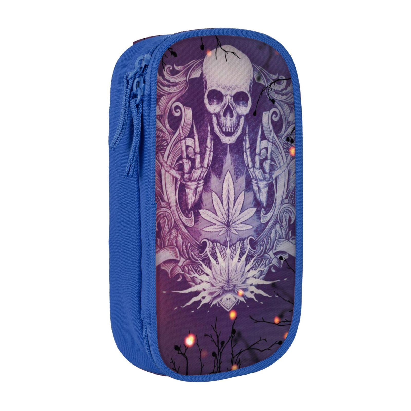 XMXY Skull Skeleton Gothic Large Capacity Pencil Case, Portable Pencil ...