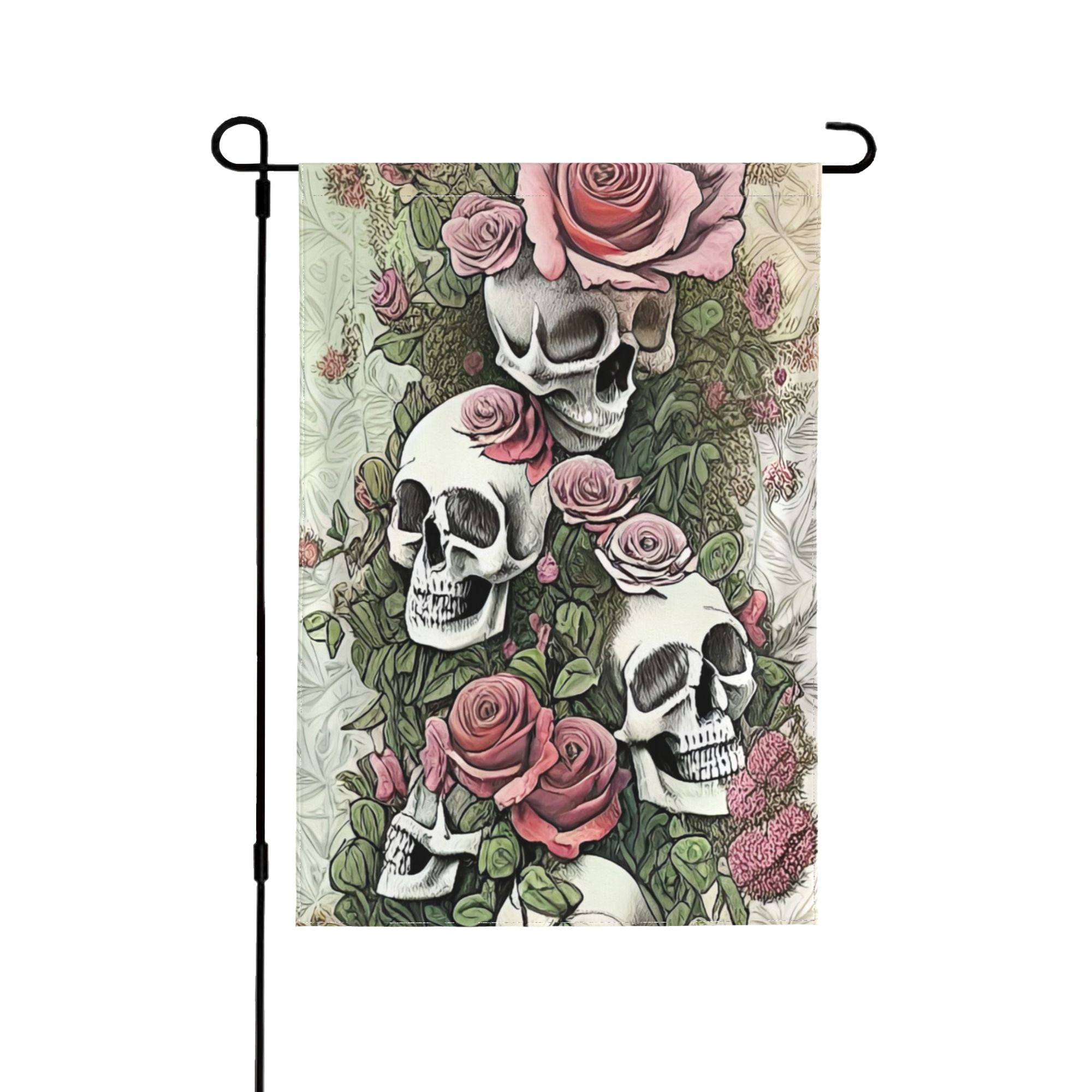 XMXY Skulls Roses Wallpaper Garden Flags Double Sided,Farmhouse Holiday ...