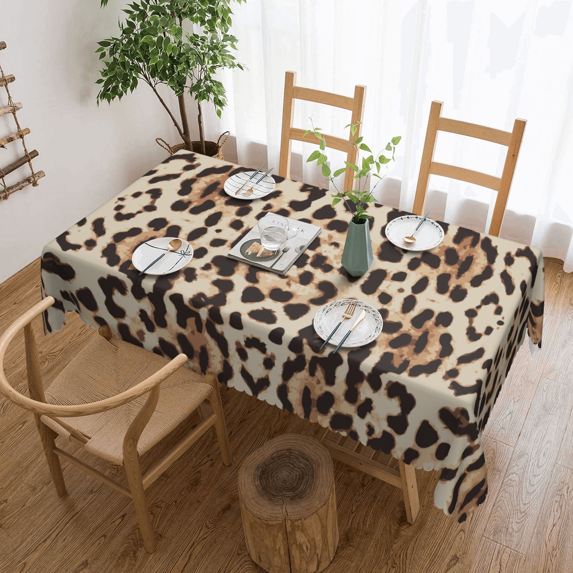 XMXY Table Cloth Rectangle Table, Funky Leopard Print Dining Table ...