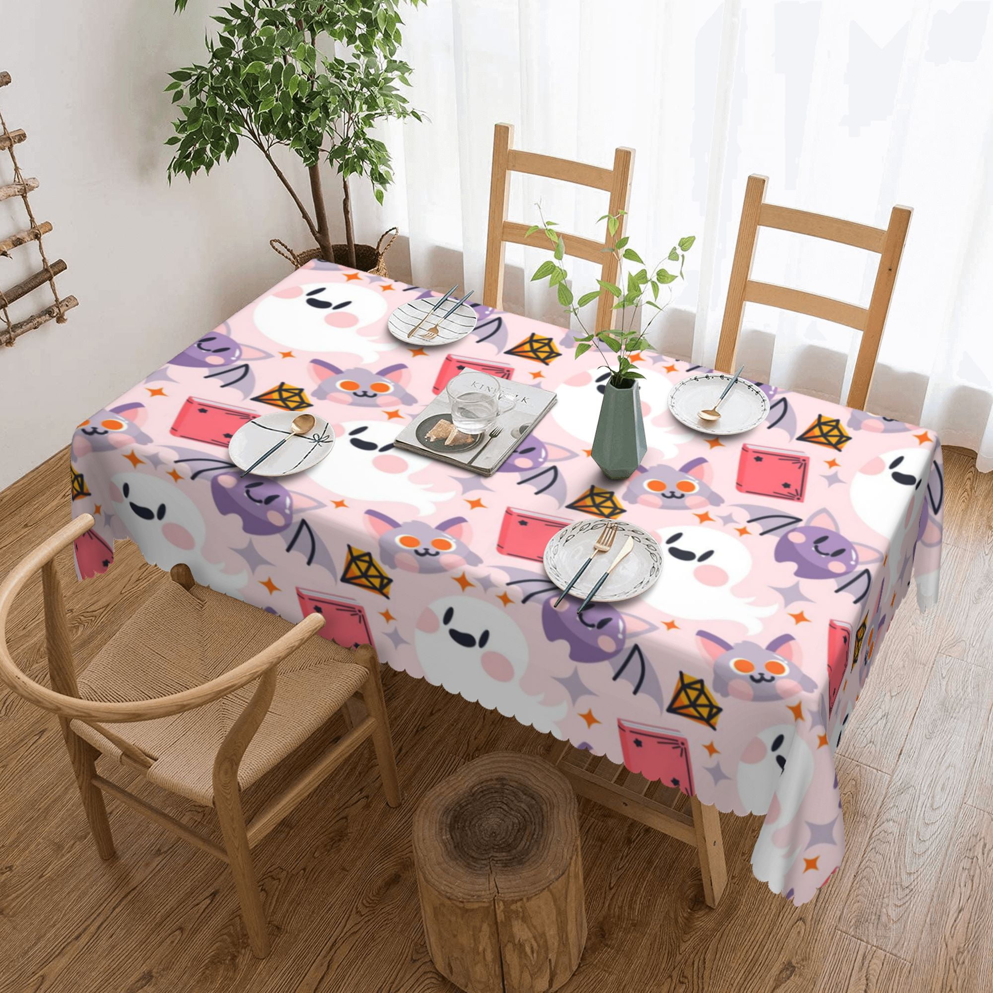 XMXY Table Cloth Rectangle Table, Halloween Pastel Scary Spooky Dining ...