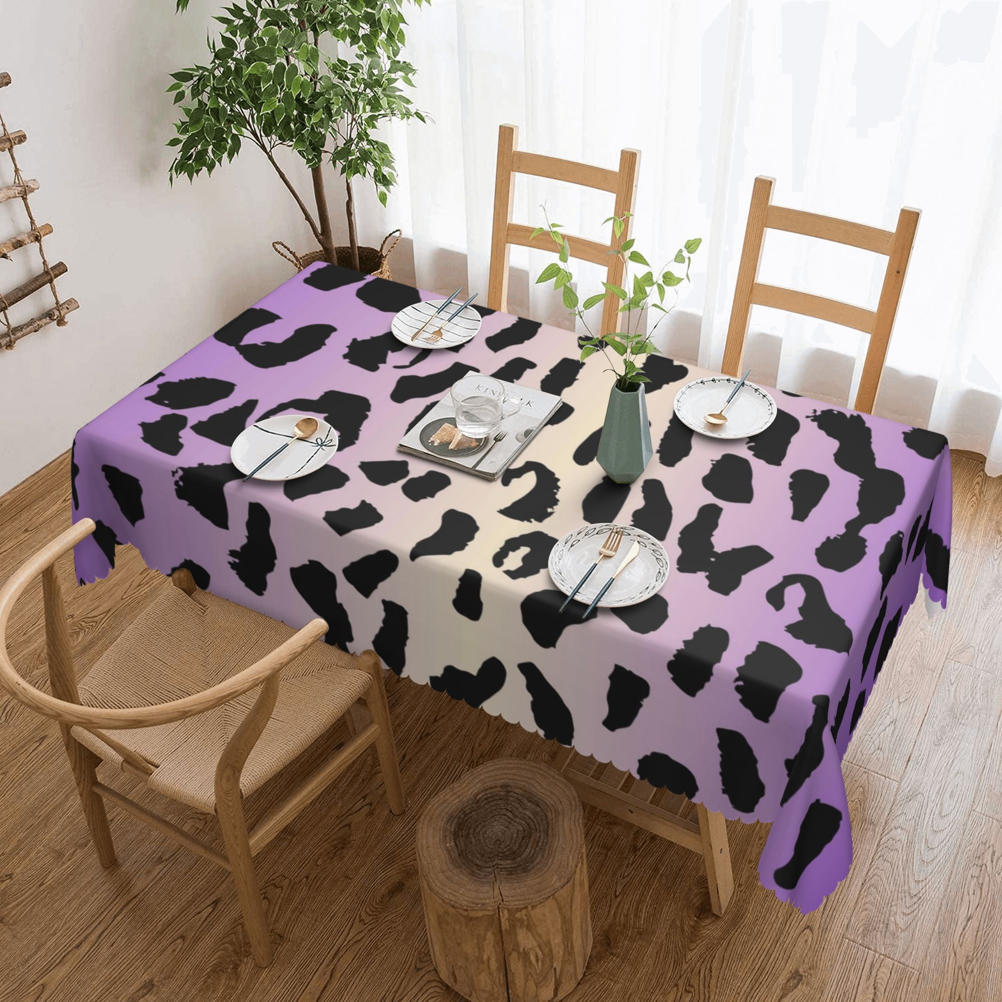 XMXY Table Cloth Rectangle Table, Purple Leopard Print Animal Dining ...