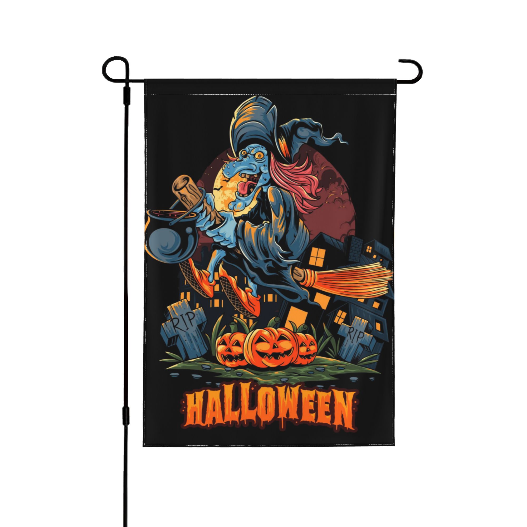 XMXY Witch Broom Halloween Hat Garden Flags Double Sided,Farmhouse ...