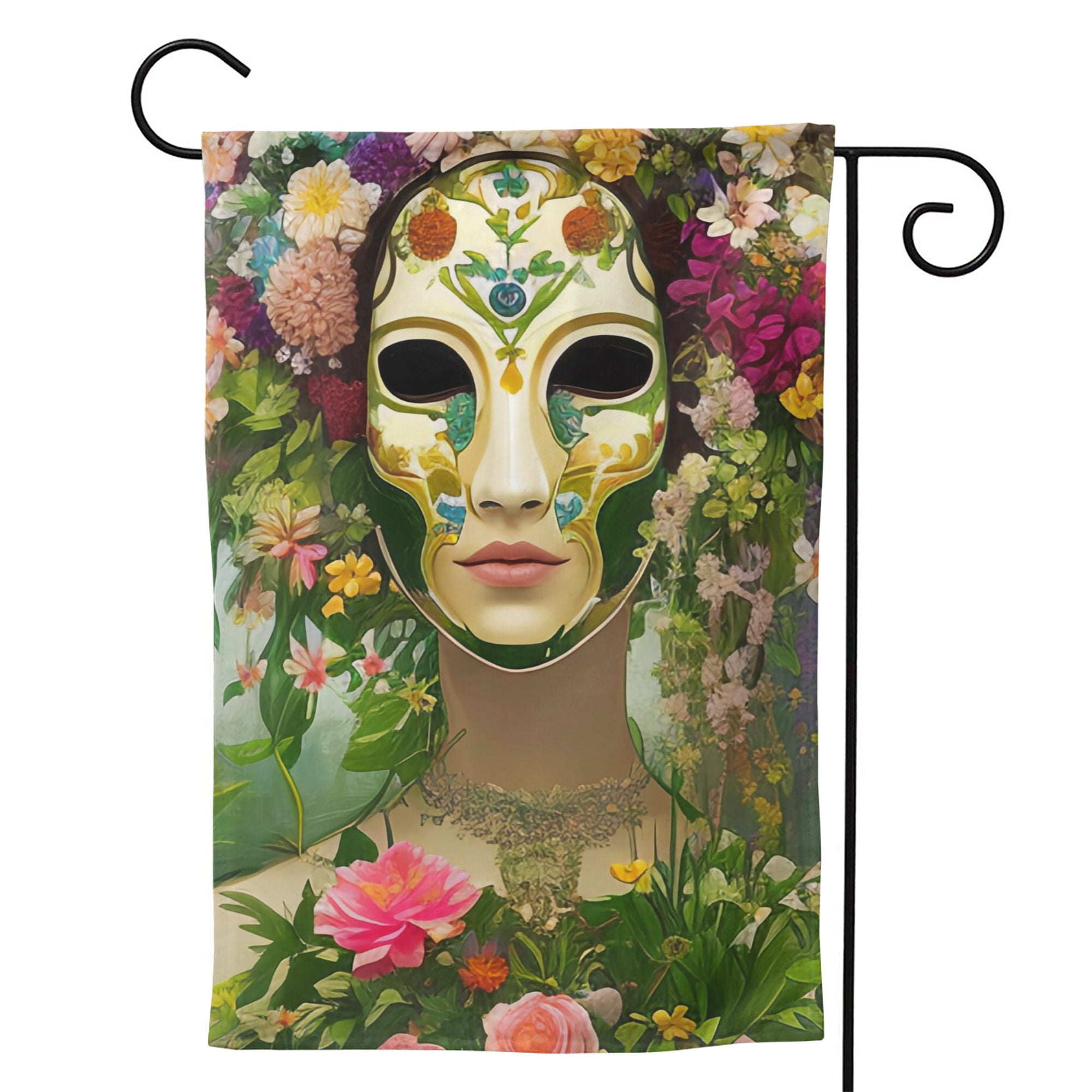 XMXY Woman Mask Flower Garden Flags Double Sided,Farmhouse Holiday Yard ...
