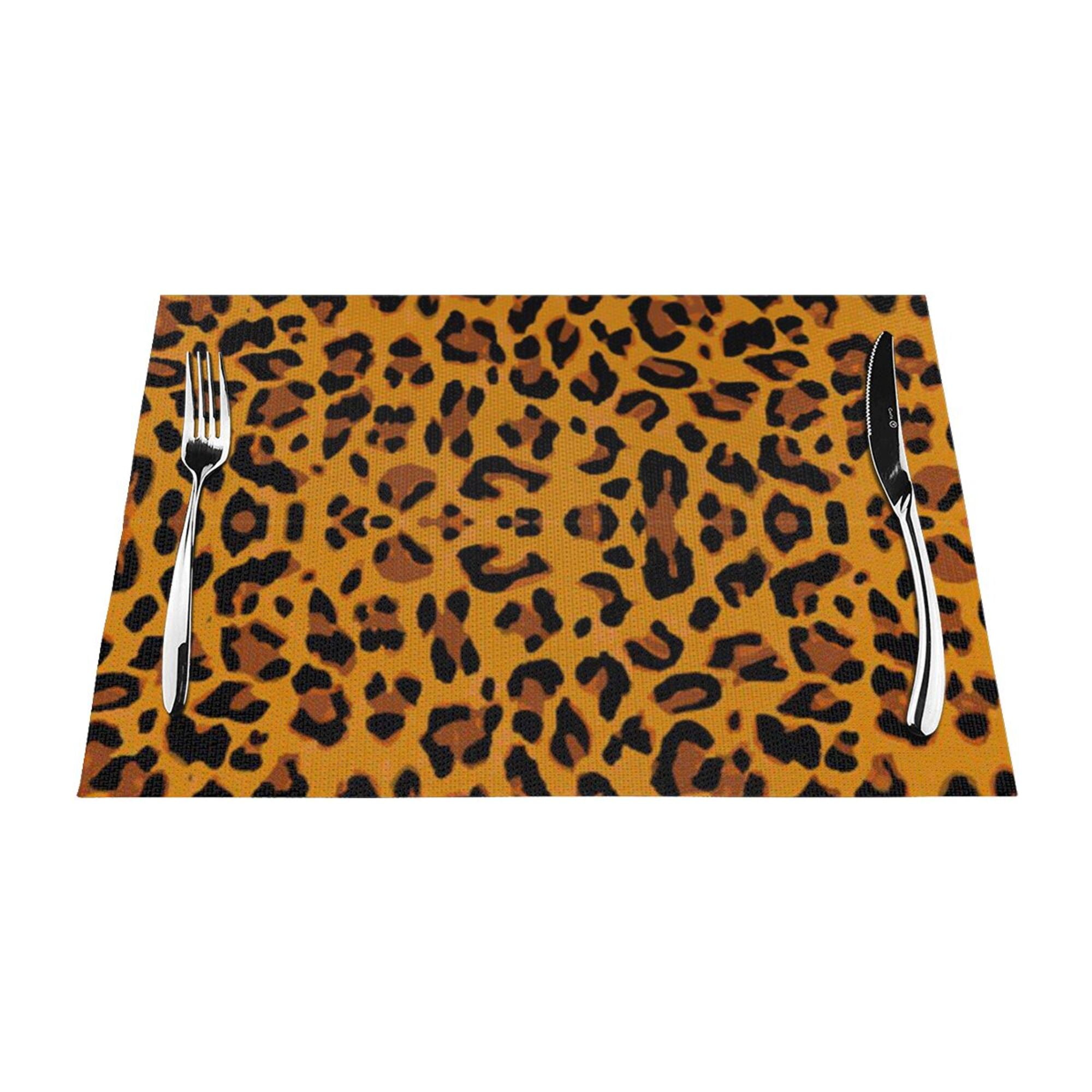 XMXY Woven Placemats Set of 4 PCS, Abstract Leopard Print Table Mats ...